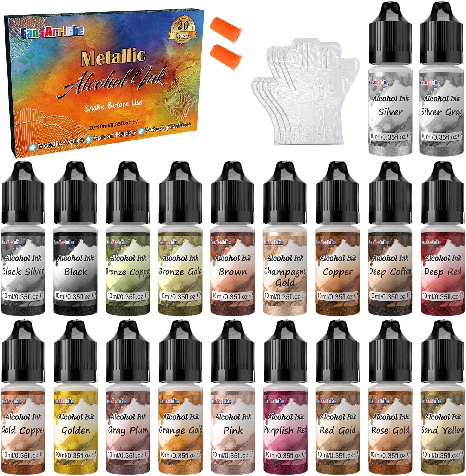 Amazon.com: Metallic Alcohol Ink Set - 12 Metal Color Alcohol-Based ...