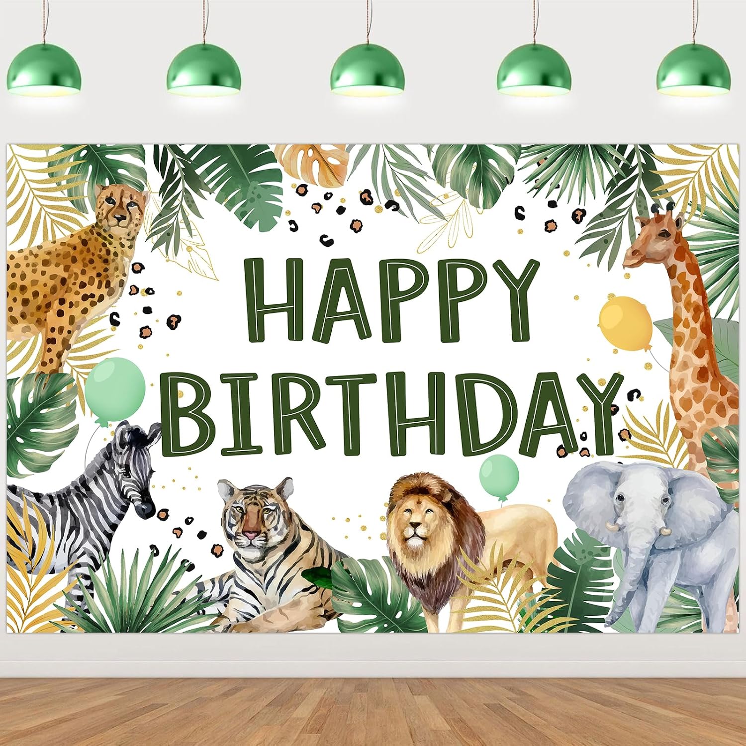 Amazon.com: Wonmelody Jungle Animal Happy Birthday Backdrop Banner 5 ...