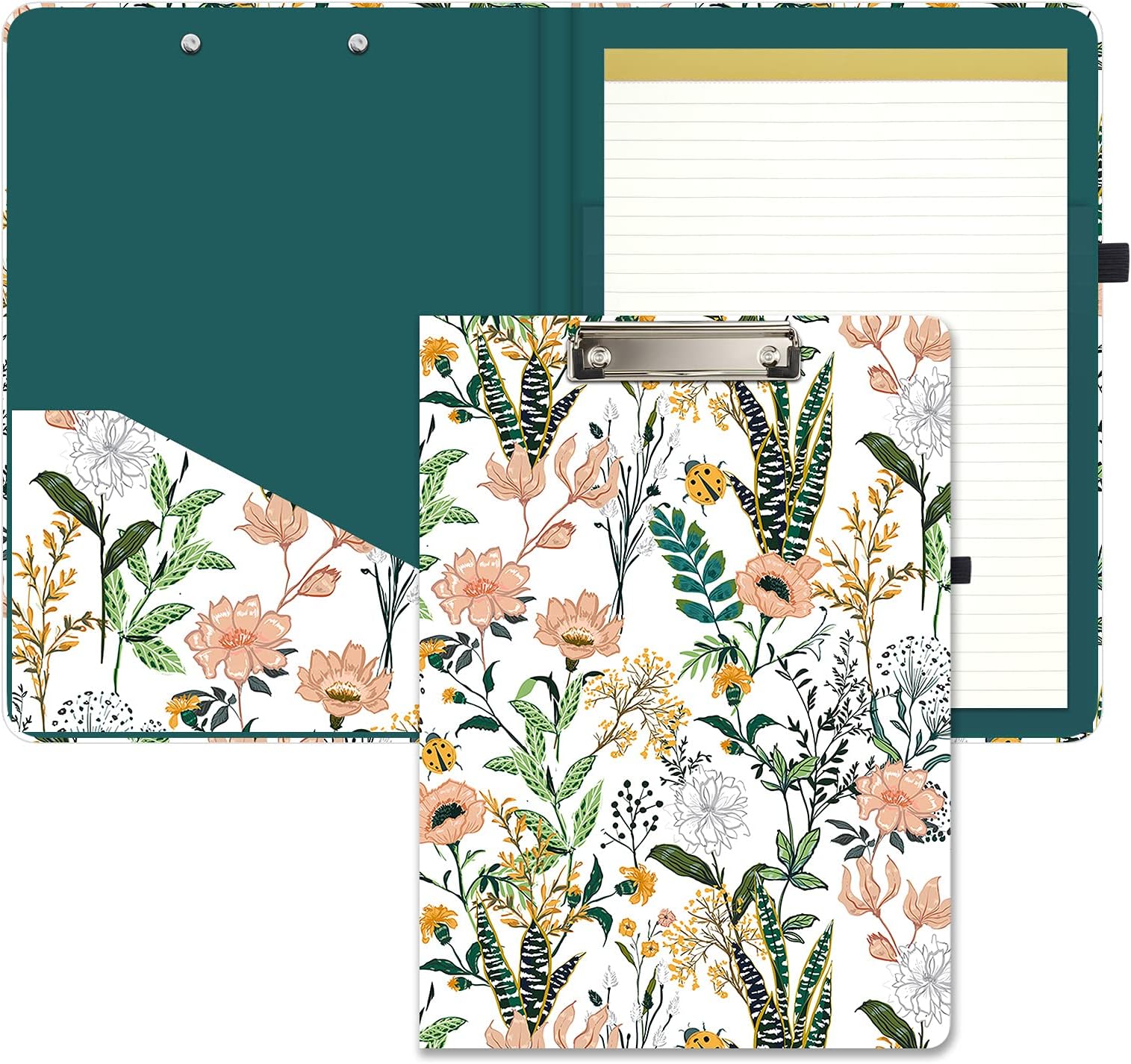 Amazon.com : Clipboard Folio with Lined Notepad and Interior Storage ...