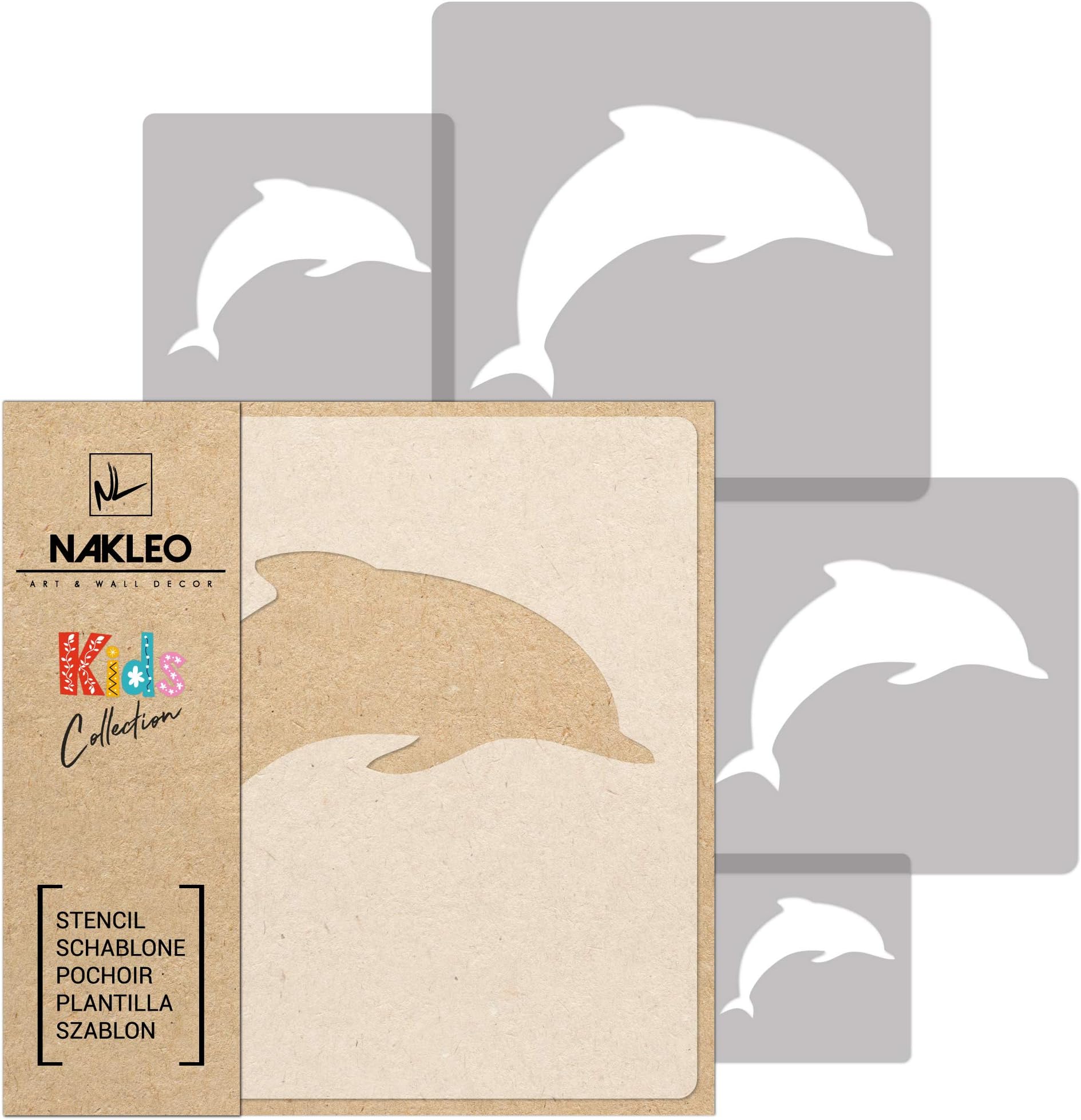 Amazon.com : NAKLEO 5 pcs Reusable Plastic Stencils - Dolphin Ocean ...