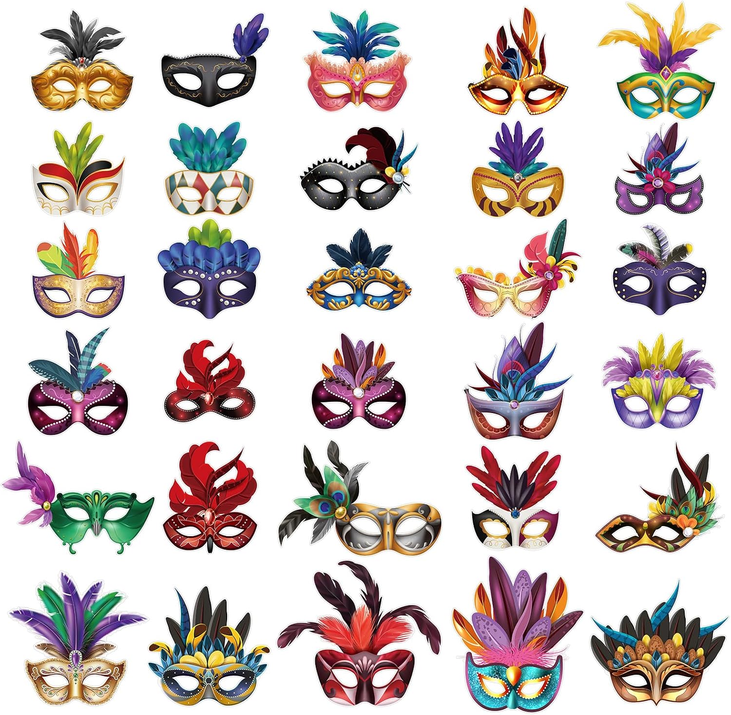 Amazon.com: Noveread 120 Pcs Mardi Gras Mask Bulk Masquerade Venetian ...