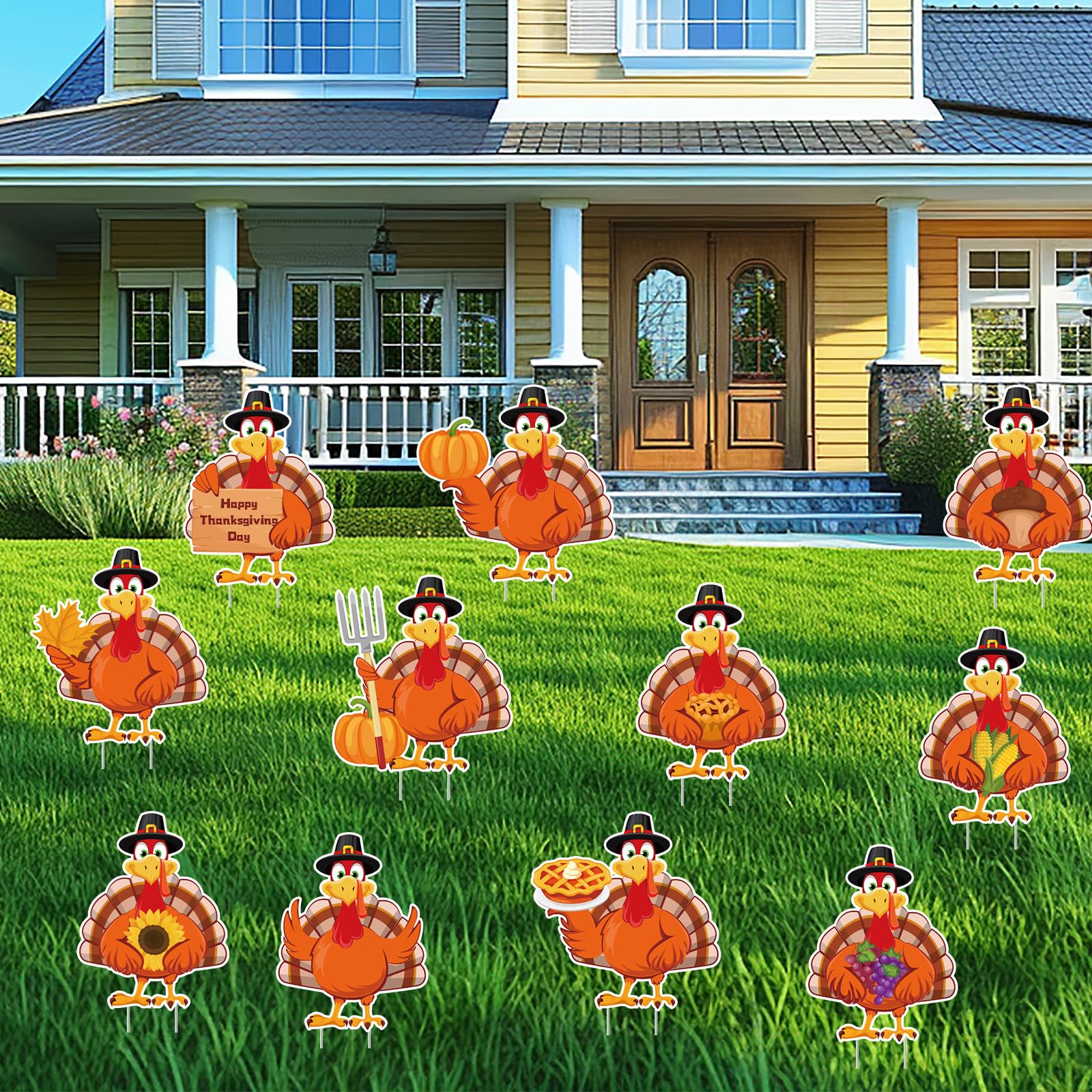 Amazon.com : 11Pcs Thanksgiving Yard Decorations Outdoor Turkey Yard ...