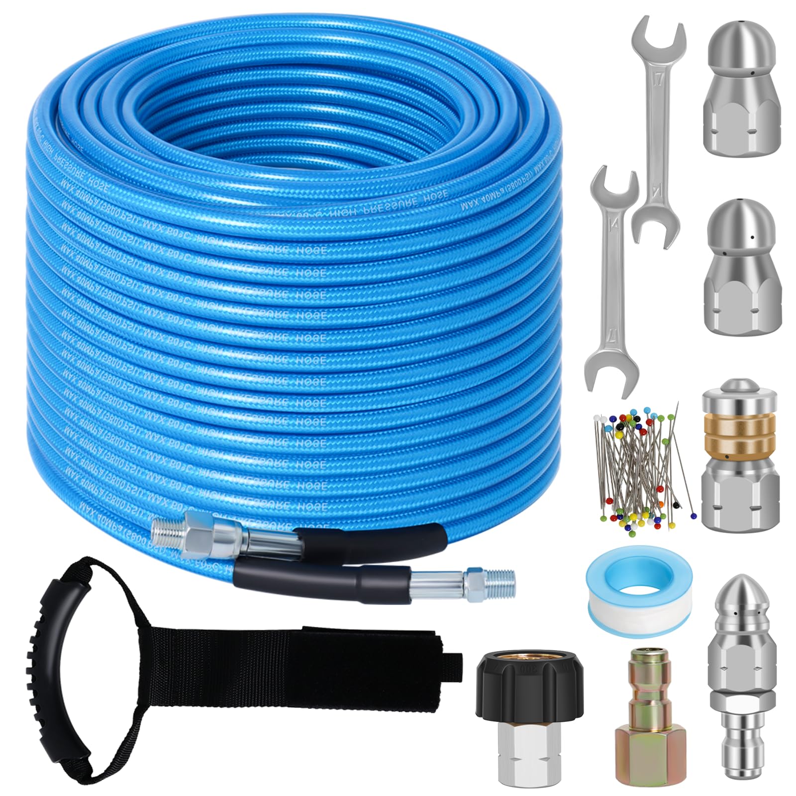 Amazon.com: 150 FT Sewer Jetter Kit for Pressure Washer, 5800PSI Water ...