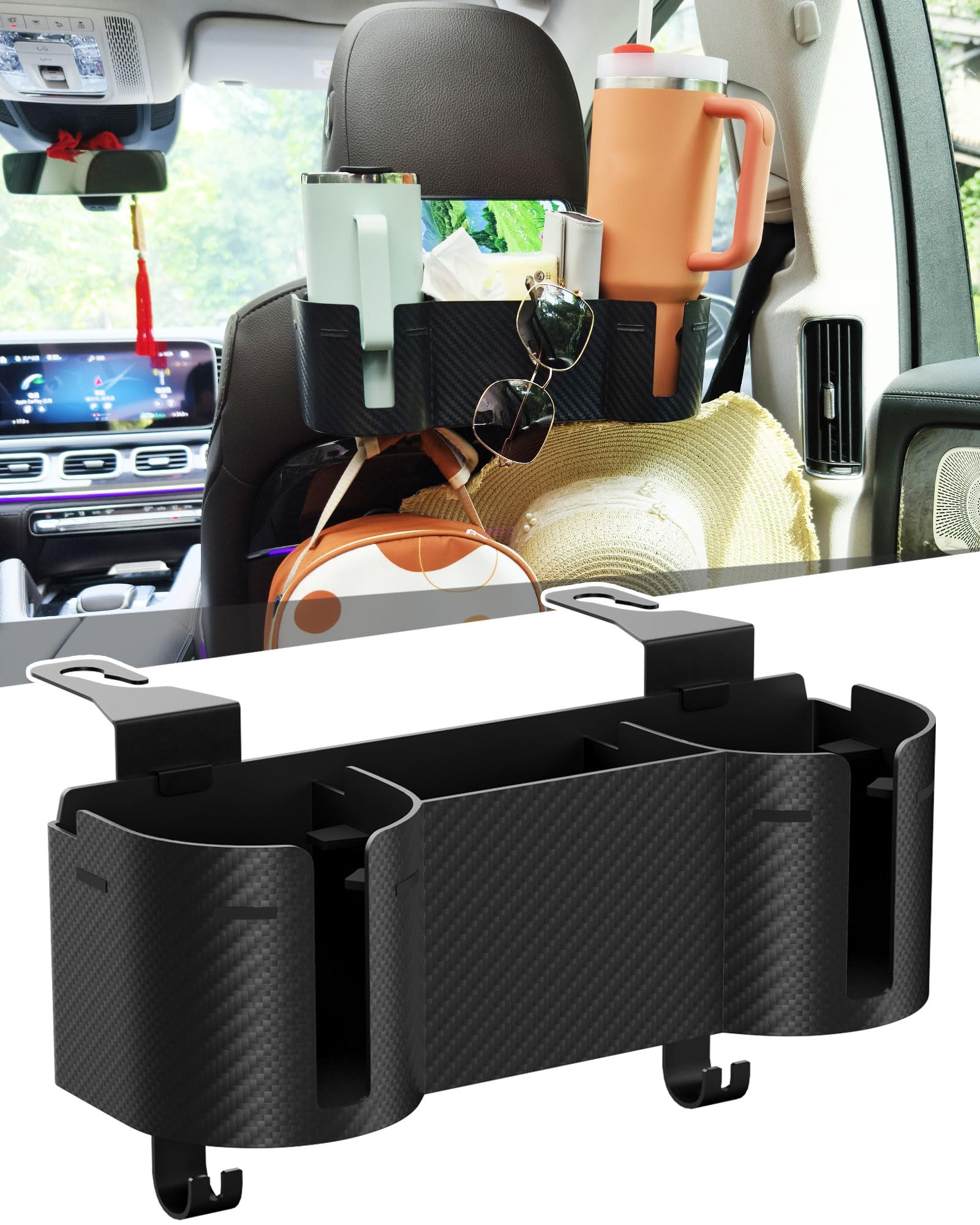 Amazon.com: Car Headrest Backseat Organizer with 2 Cup Holder 3.7 ...