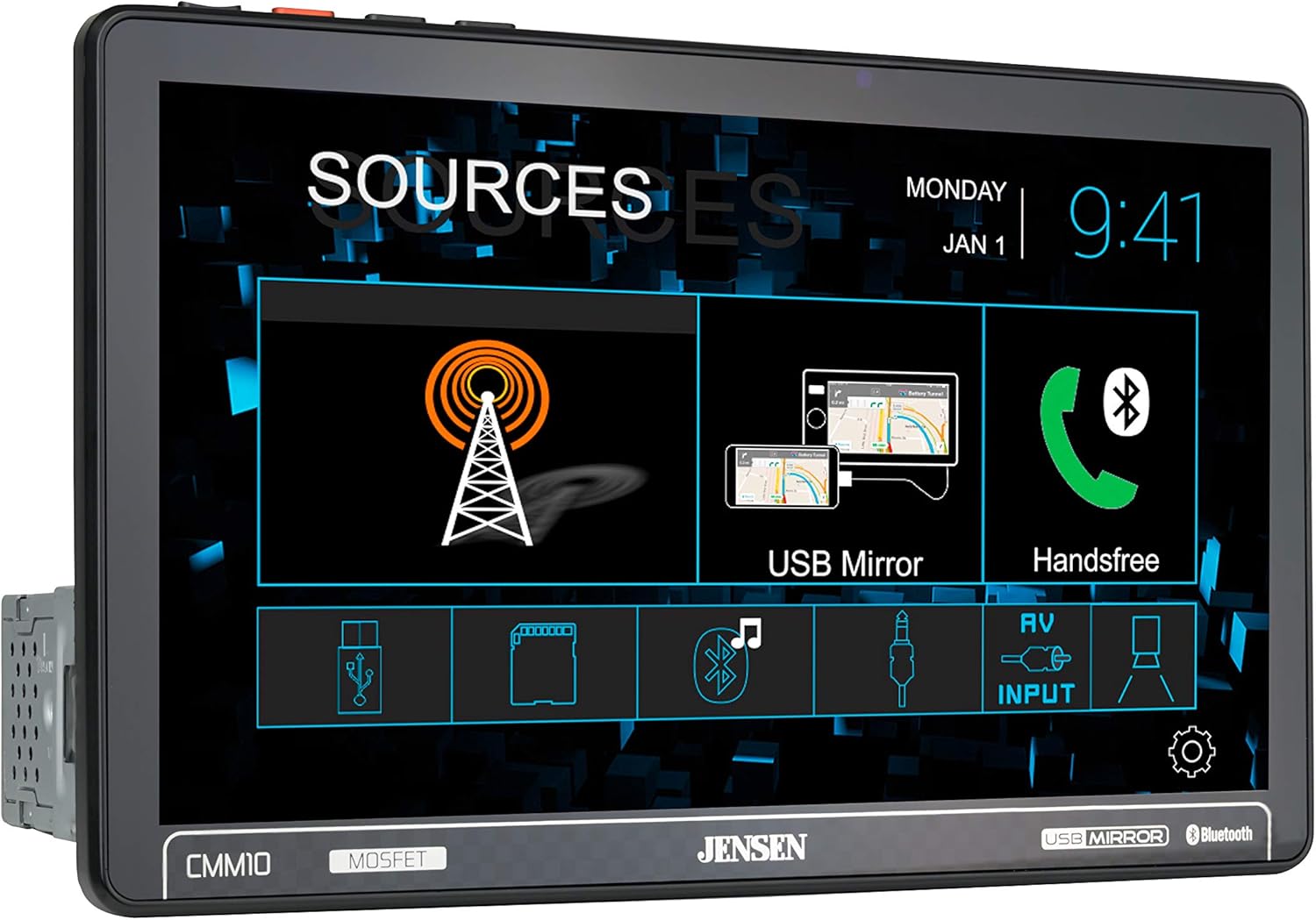 Amazon.com: JENSEN CMM10 10.1 inch LED Multimedia Touch Screen Single ...