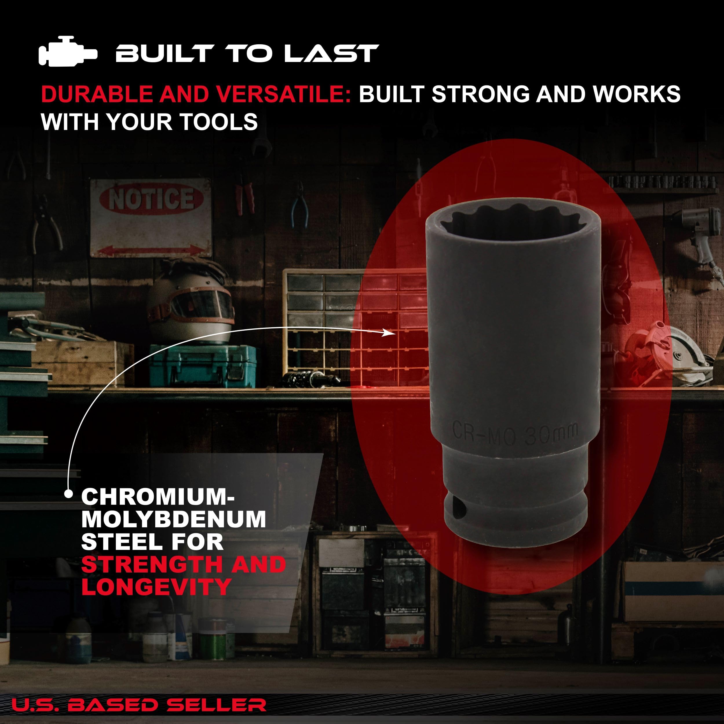 Snapklik.com : Axle Nut Socket, 30mm, 1/2in Drive, 12 Point Universal ...