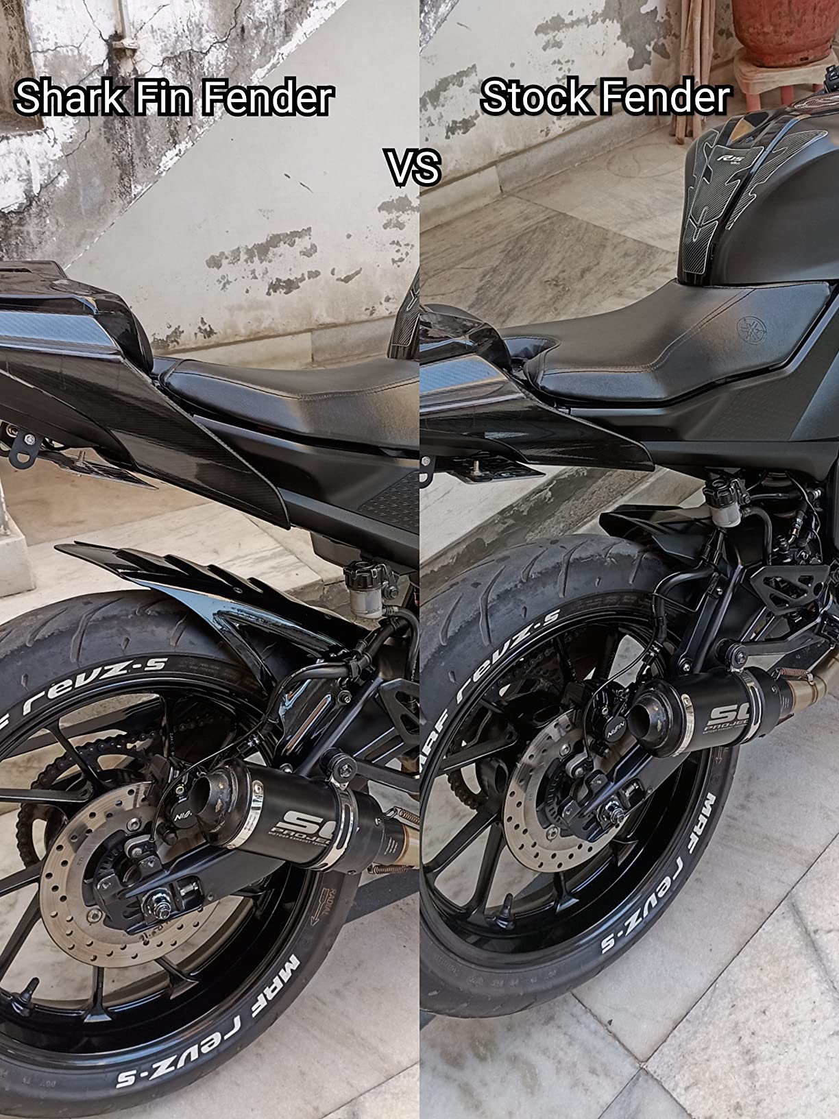 Saiga Parts SharkFin Rear Fender for Yamaha R15 (R15 V4, Gloss Black ...