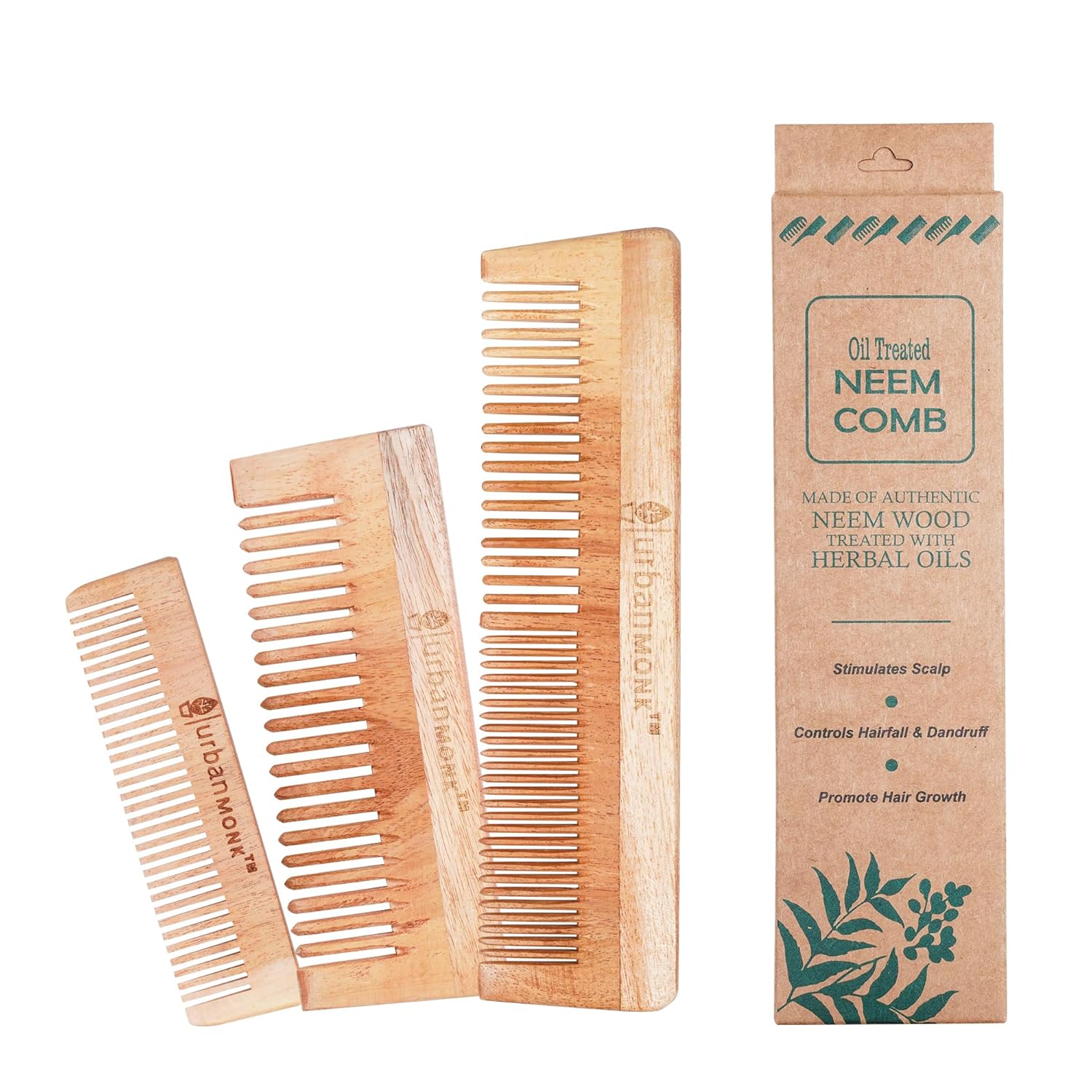 Buy URBANMONK Kachi Neem Comb | Neem Wood Kangi for Hair Growth, Hair ...