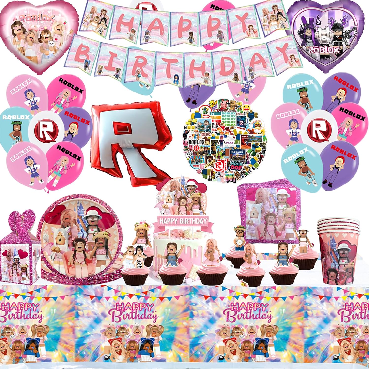 Roblox Birthday Party Set, Roblox Birthday Tableware, Roblox Decoration ...