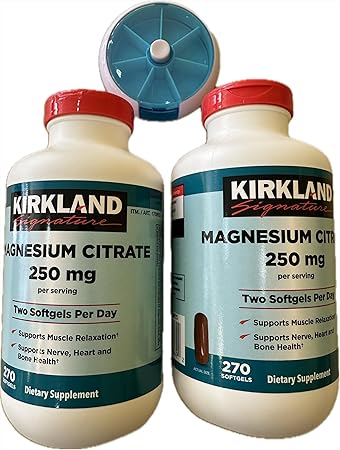 Amazon.com: Kirkland Signature Magnesium Citrate 250mg Softgels (270 ...