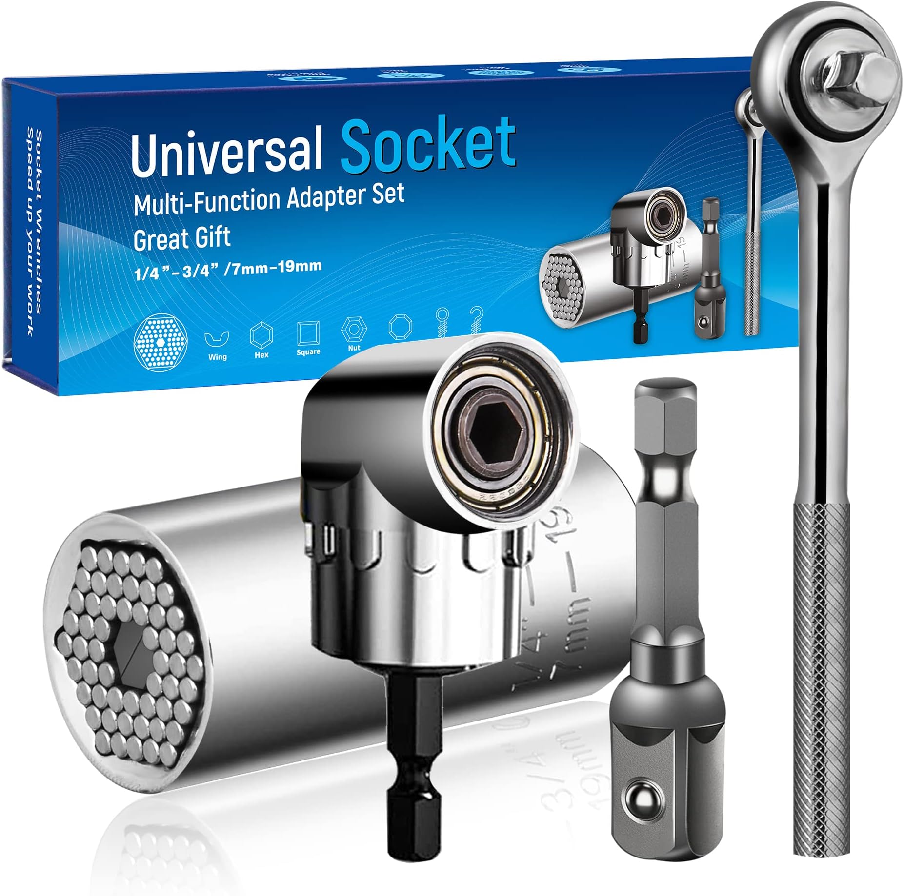 Universal Socket, Professional Socket Grip Adapter 1/4 to 3/4 inch (7 ...