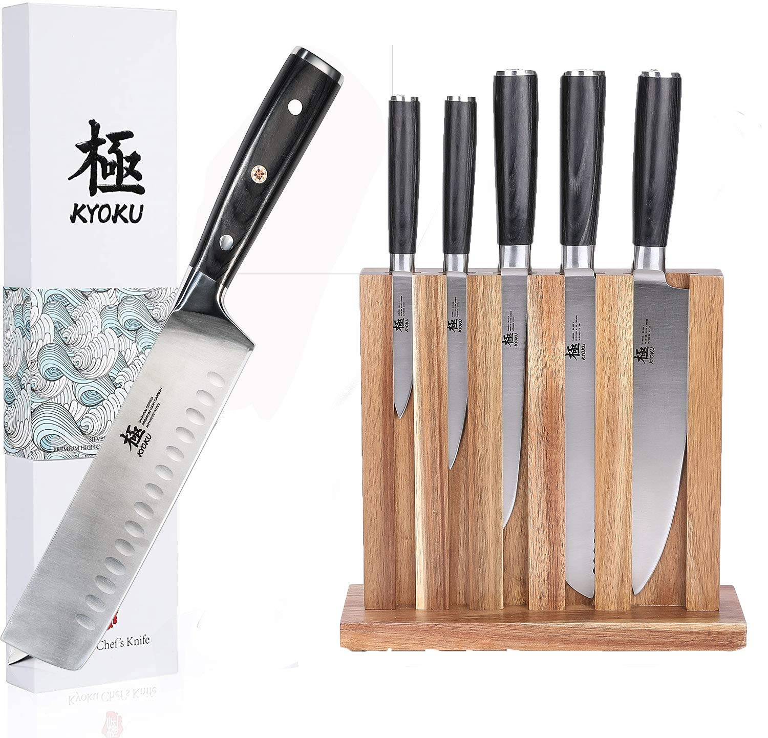 Buy KYOKU Samurai Series - 5- Set with Block + 7" Nakiri Vegetable ...