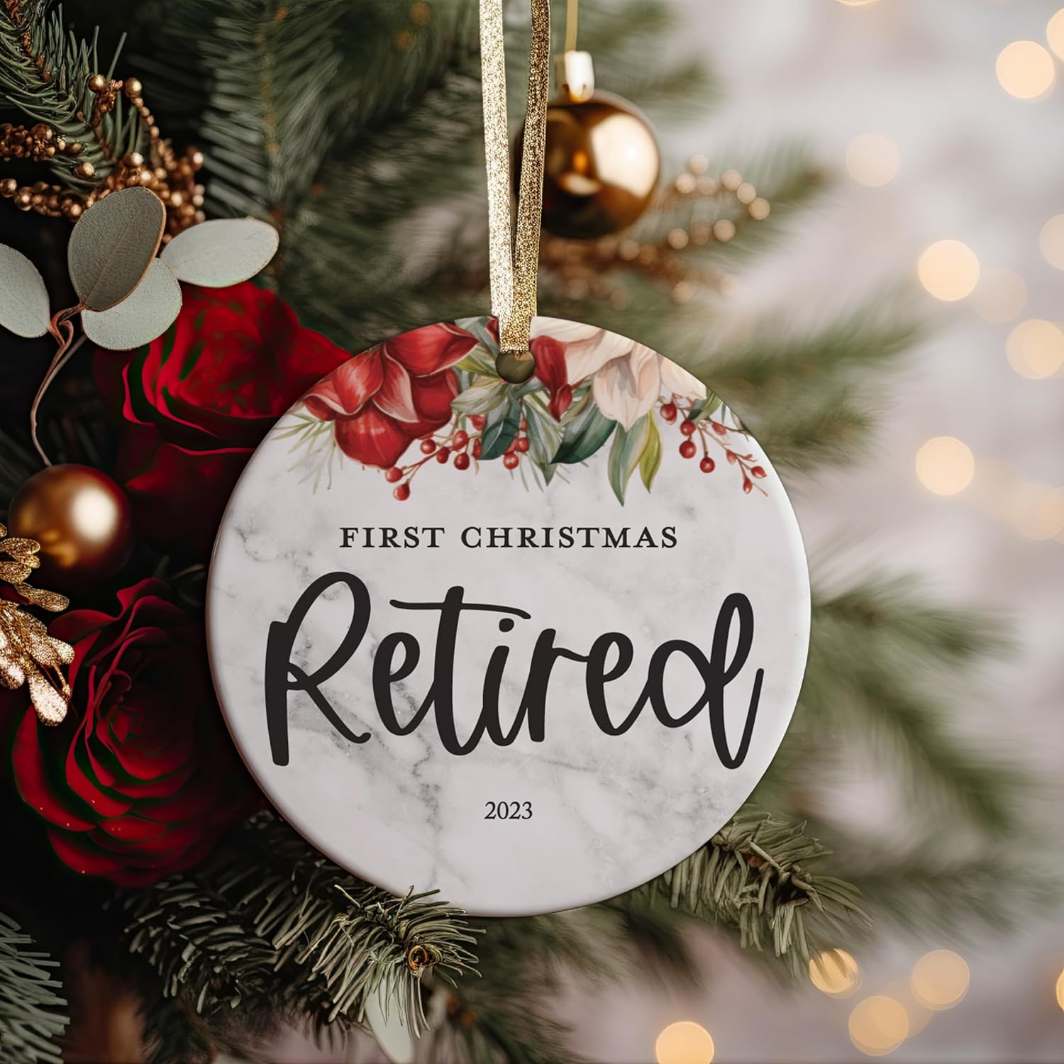 First Christmas Retired Retirement 2023 Ceramic Christmas Ornament ...