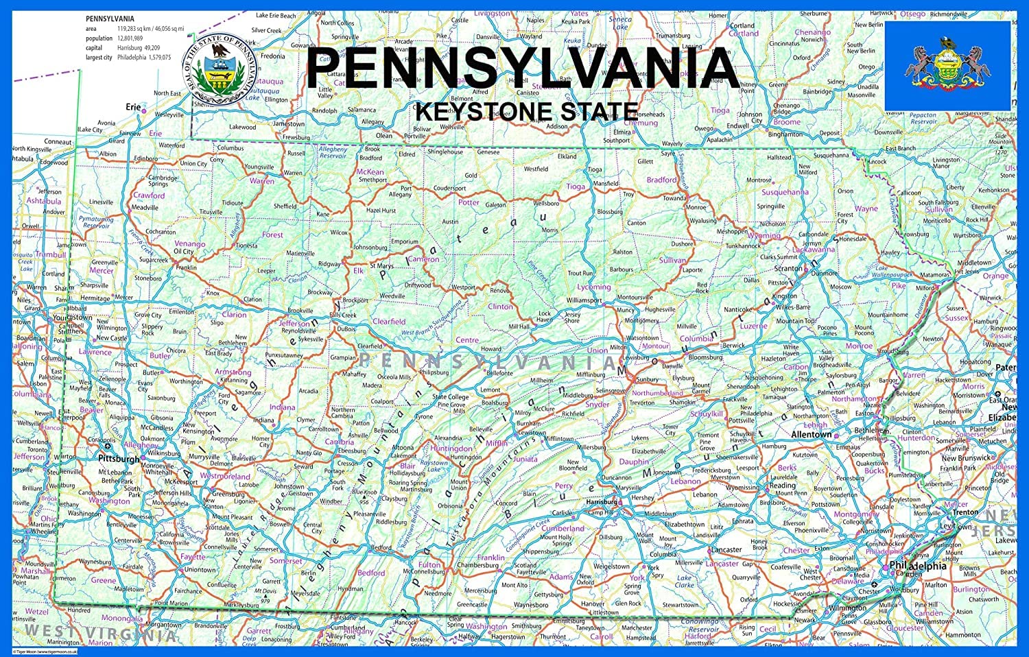 Mapa De Pensilvania Con Claves Para Estudiantes