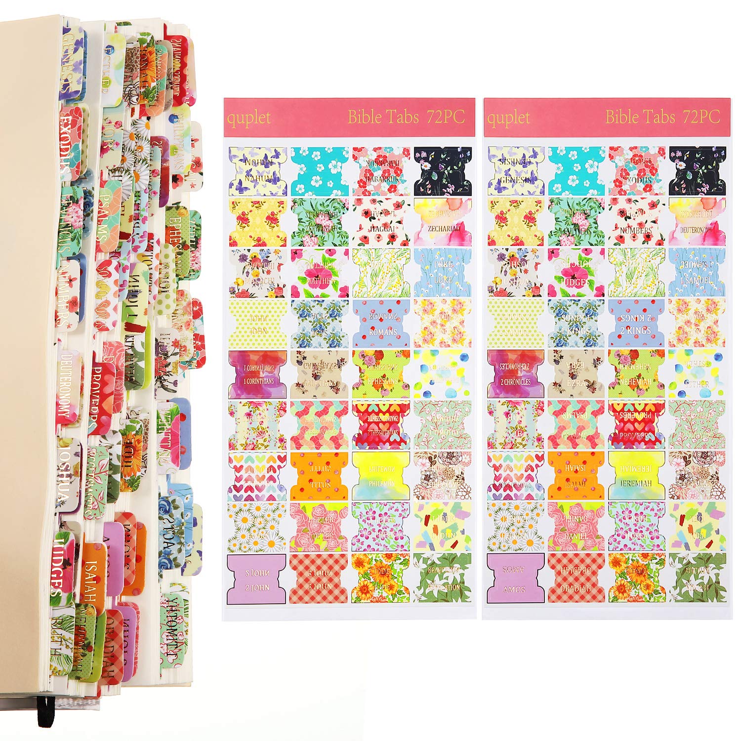 Decorative Bible Tabs, 66 Book Tabs, 6 Blank Tabs, Peel and Stick ...