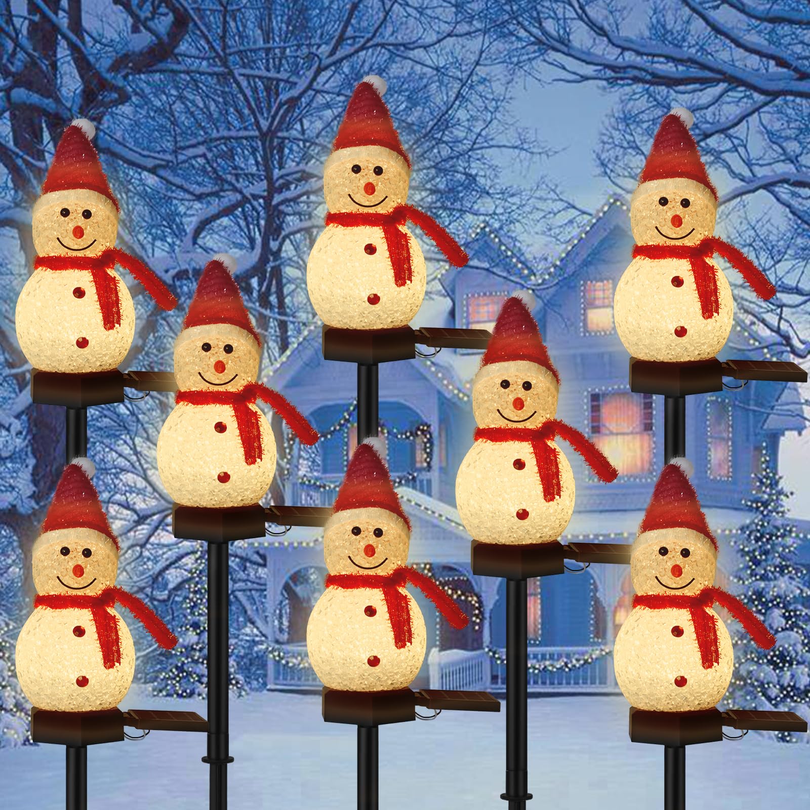 Amazon.com : Solar Christmas Decorations Outdoor, 8PCS Snowman Shape ...