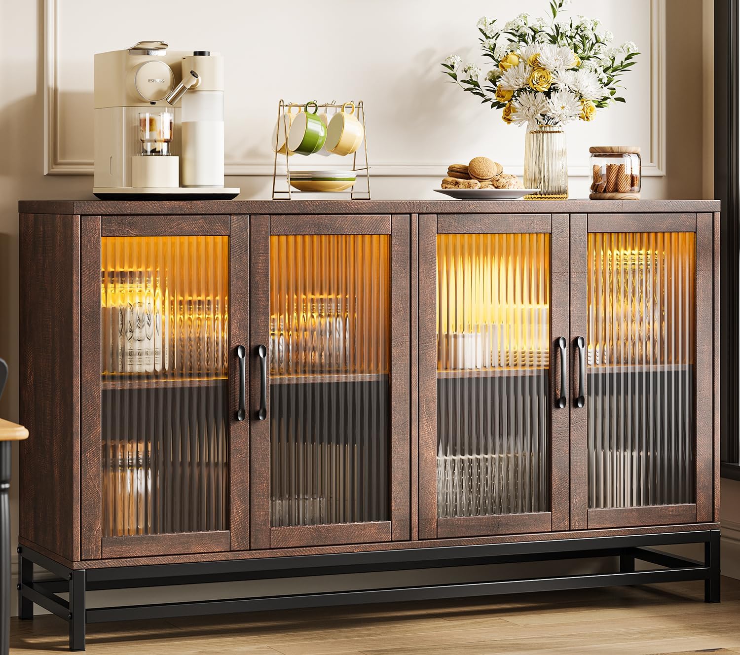 Amazon.com - IRONCK Buffet Cabinet with Storage, 55" Large Sideboard ...