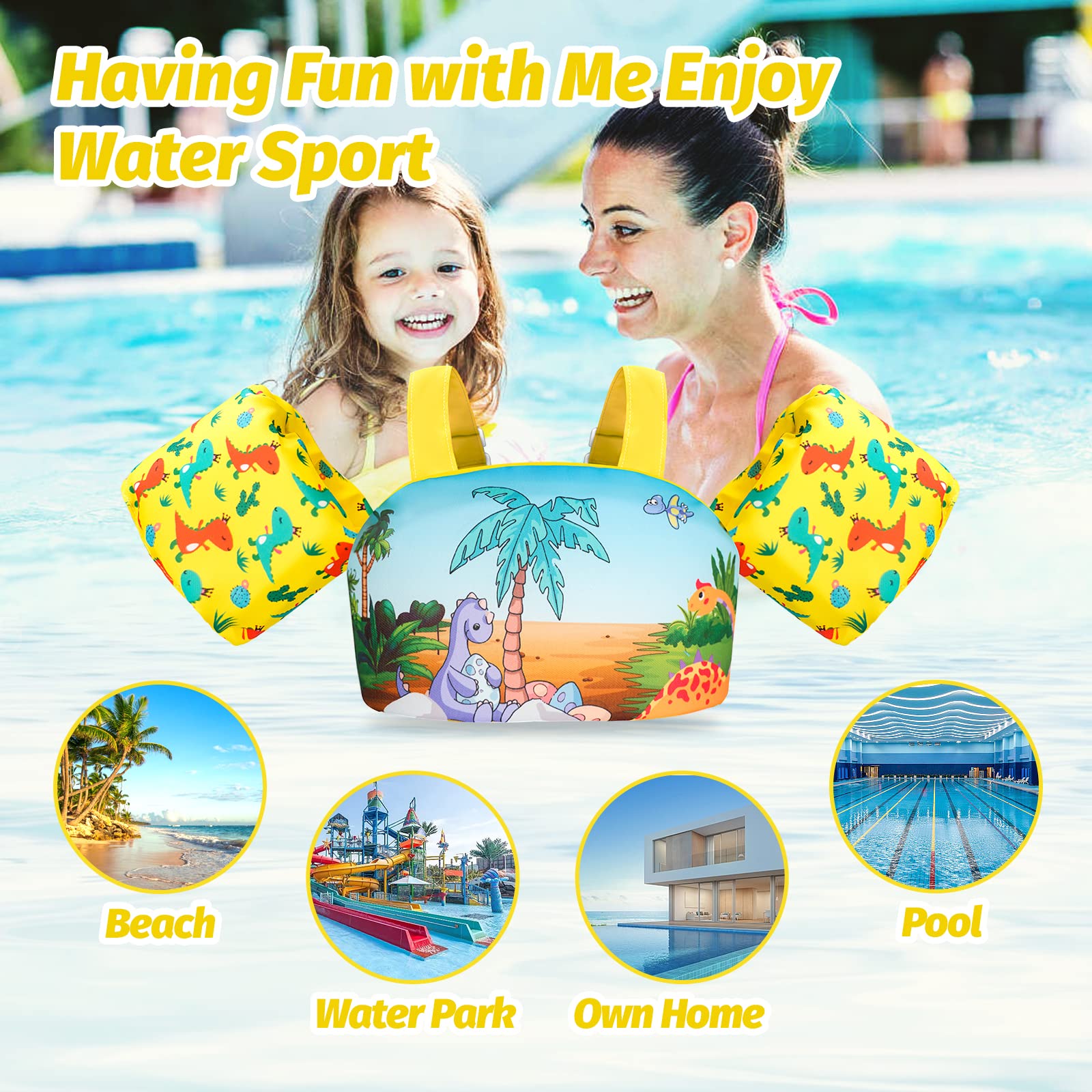 Toddler Swim Vest JIWOVAPE , Floating Jacket For Kids 22-66 Lbs, Puddle ...