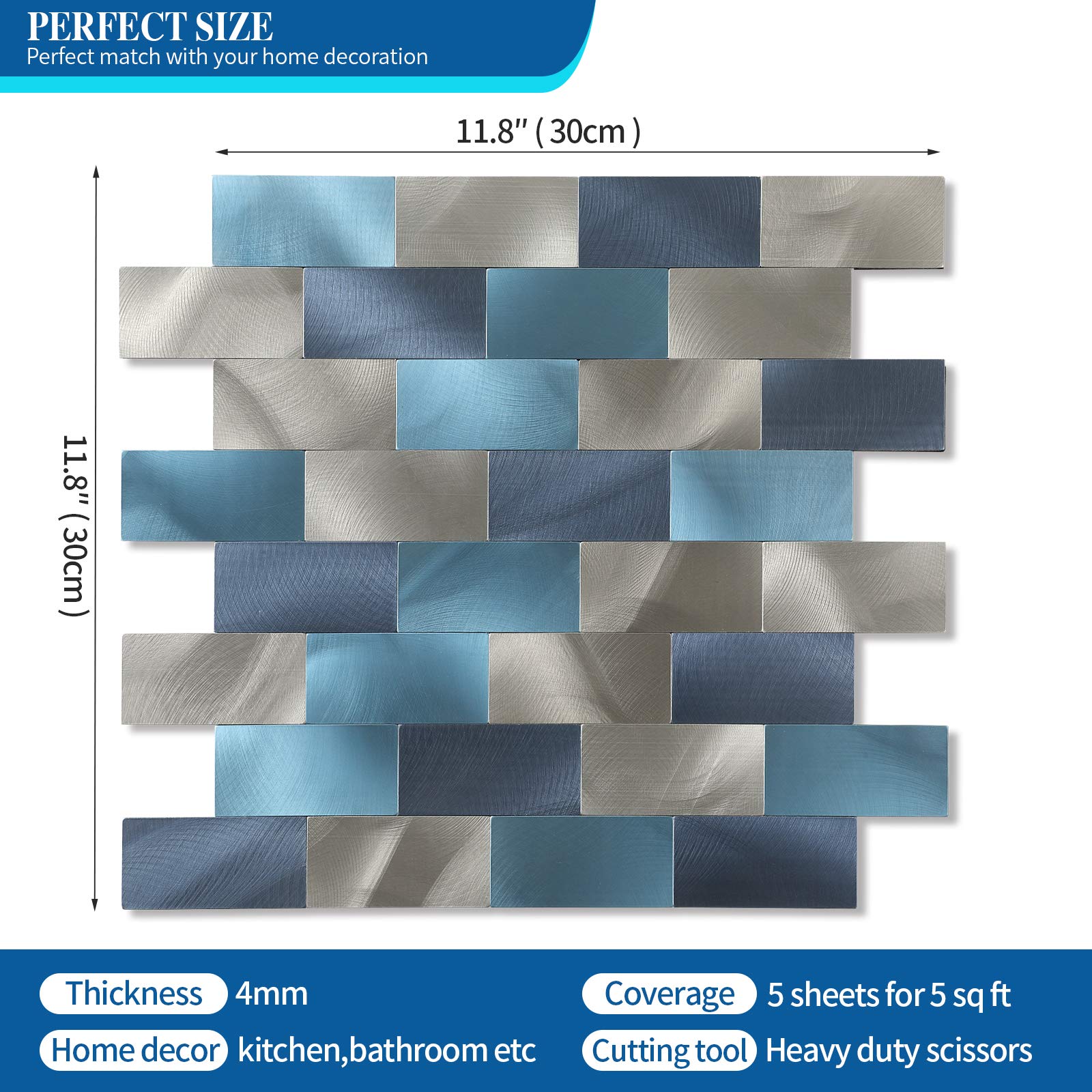 Yipscazo 20 Sheets Peel And Stick Stone Metal Tile Backsplash