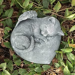 Amazon.com : ENPLOY Cat Memorial Gifts- Angel Cat Statue Sleeping on a ...
