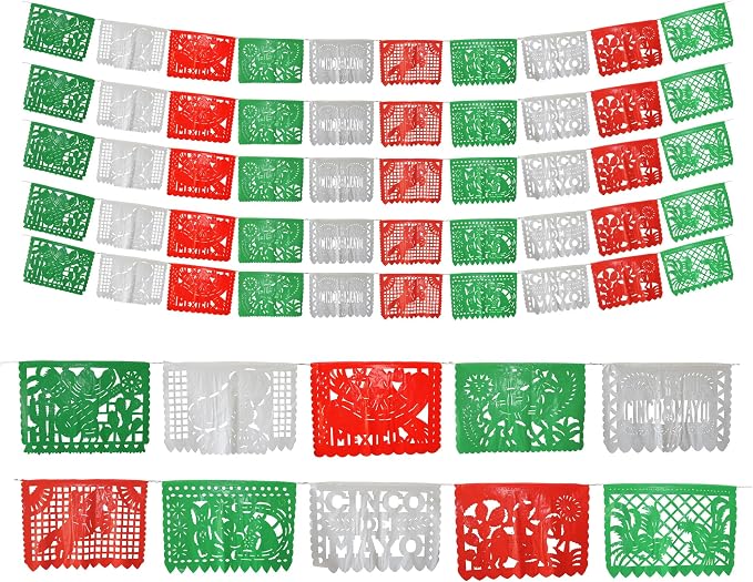 Amazon.com: 5 Pack of 10 Mexican Papel Picado Banners, 82 Ft Total, 50 ...