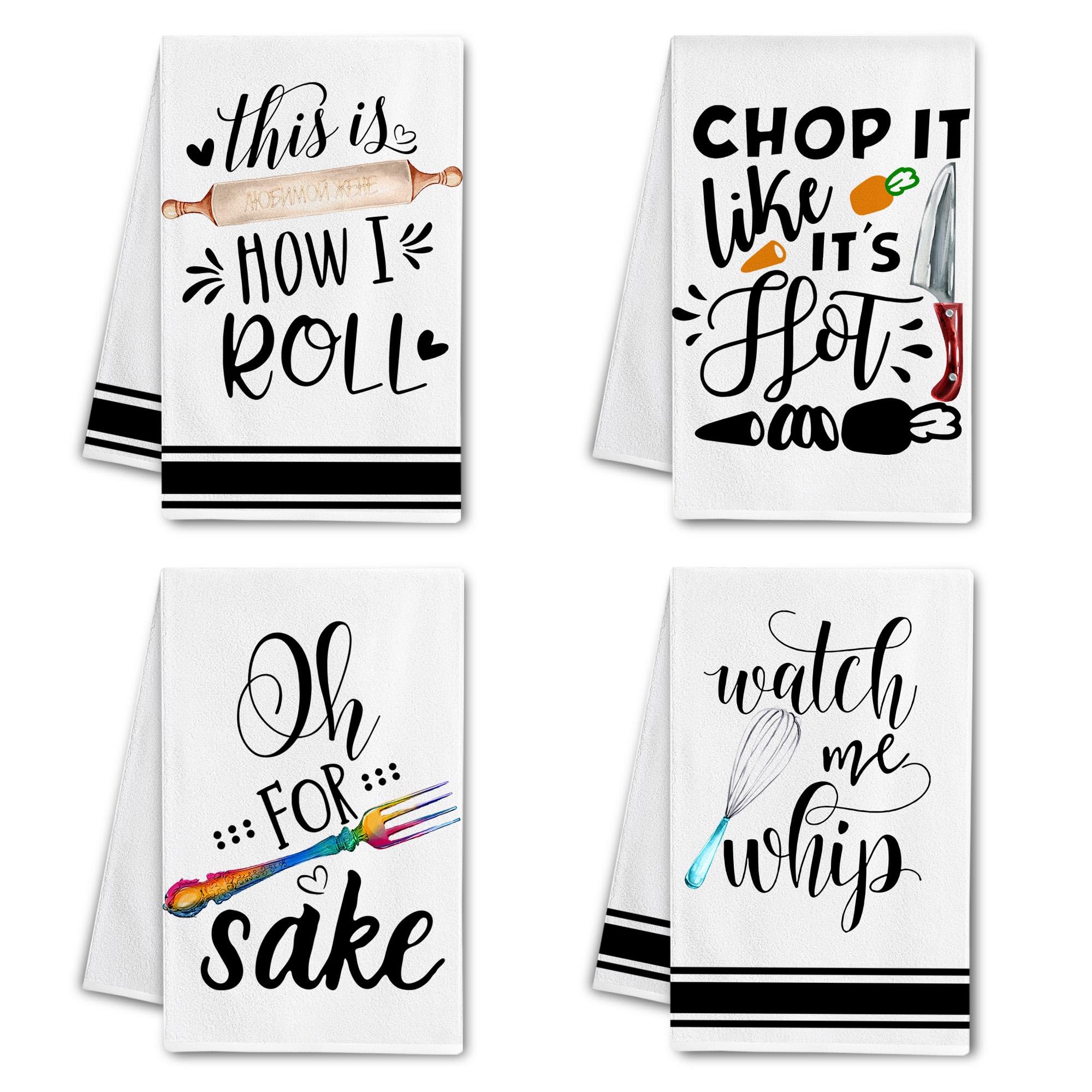 Amazon.com: Hexagram Funny Kitchen Towels Set of 4, Housewarming Gifts ...