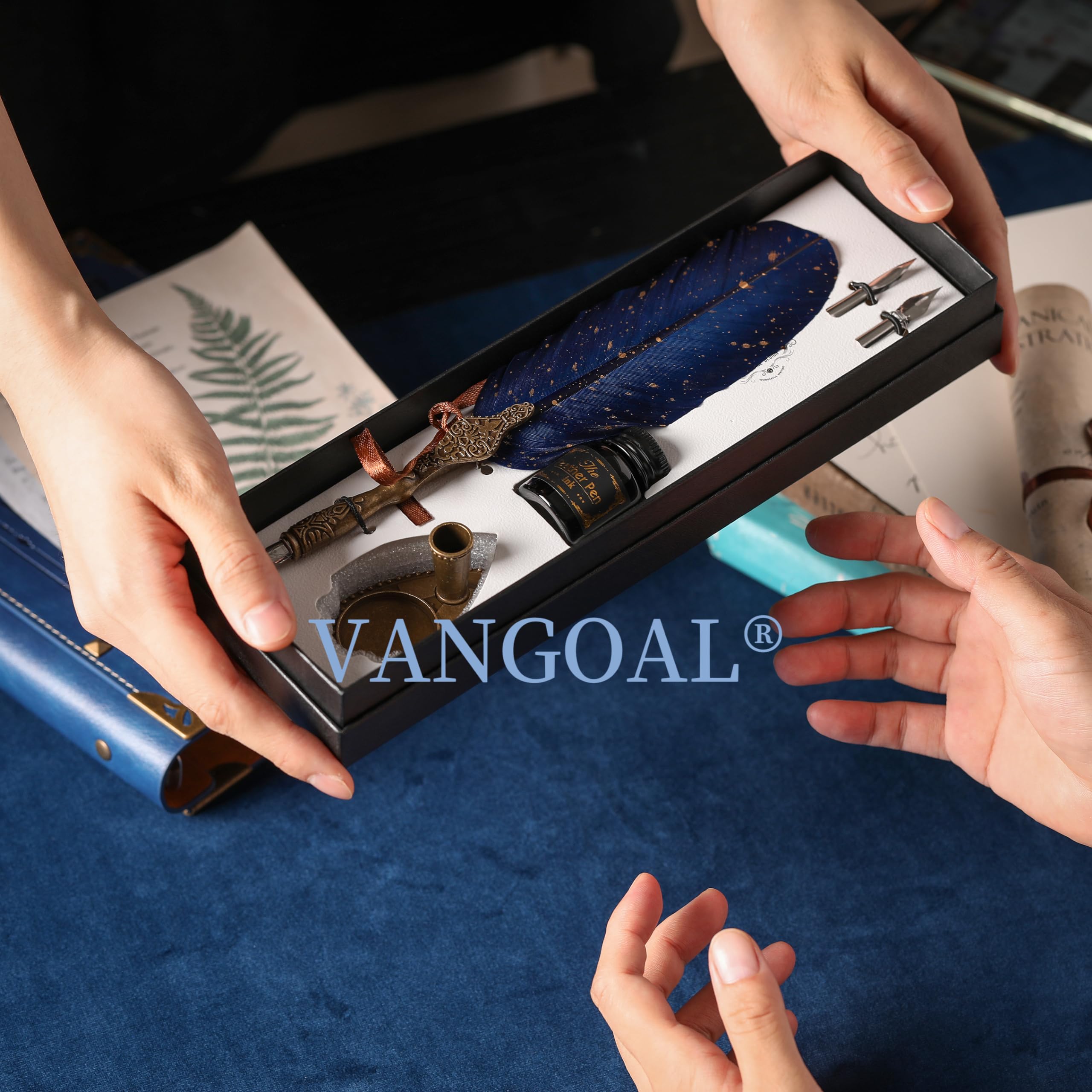 Snapklik.com : VANGOAL Vintage Carving Feather Pen Set, Glittering ...
