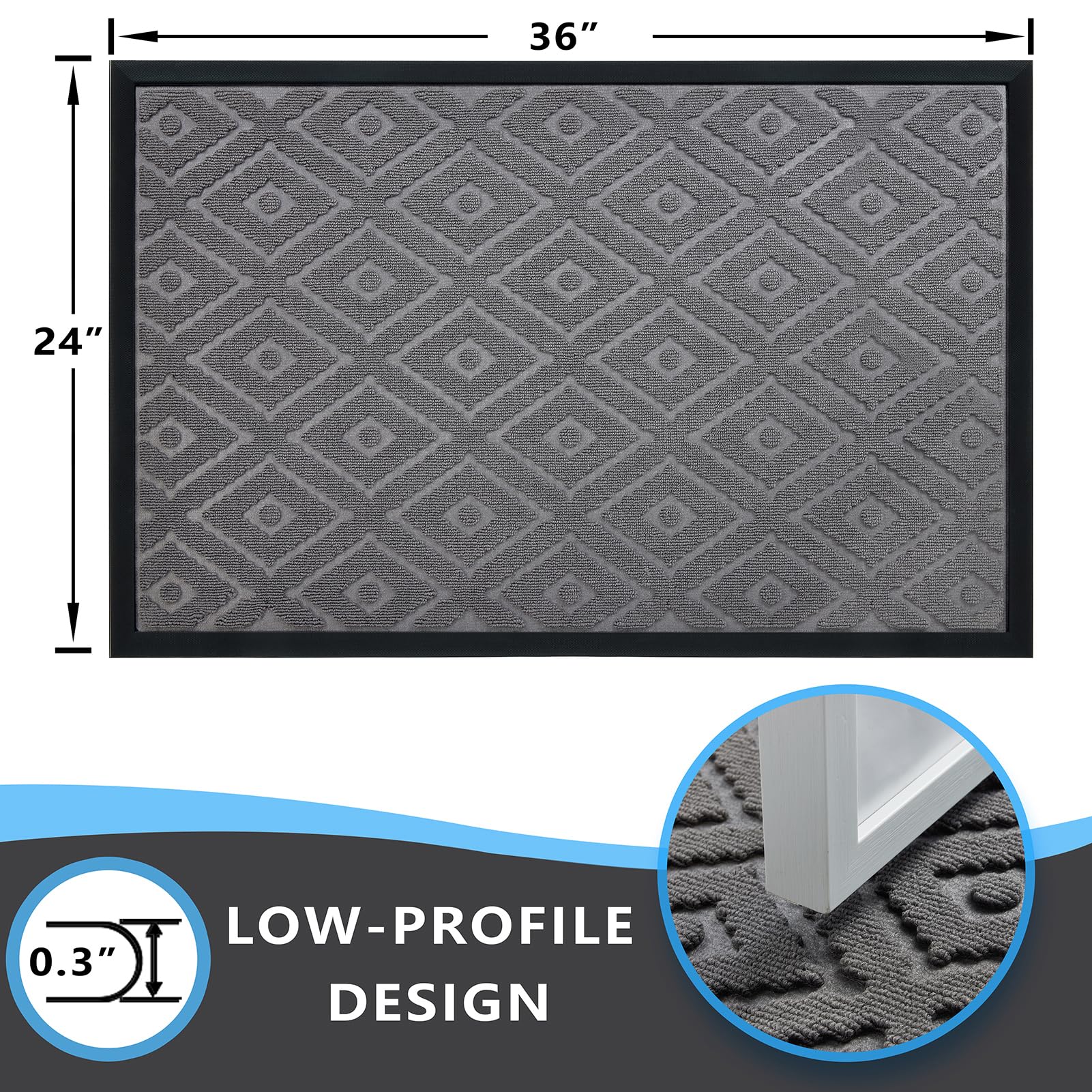 REFETONE Front Door Mat, Door Mats Outdoor Entrance Non-Slip Rubber ...