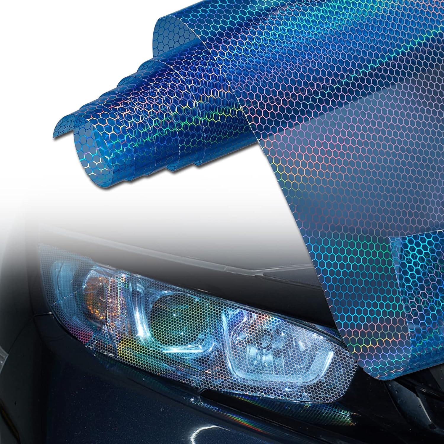 Amazon.com: AuMoHall 1 Roll Blue Holographic Laser Headlight Taillight ...