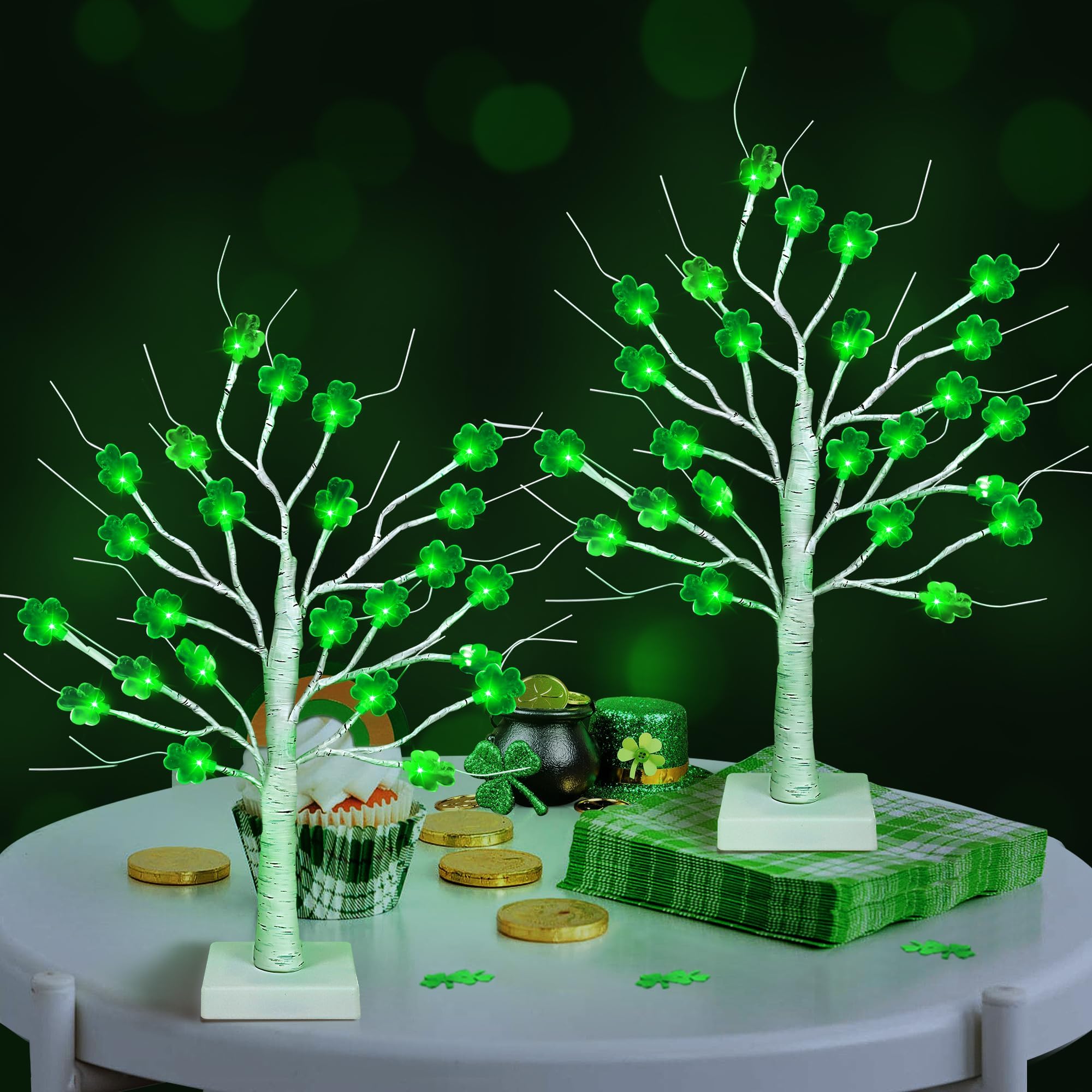 Amazon.com : St Patricks Day Decorations 23.2" Lighted Birch Tree with ...