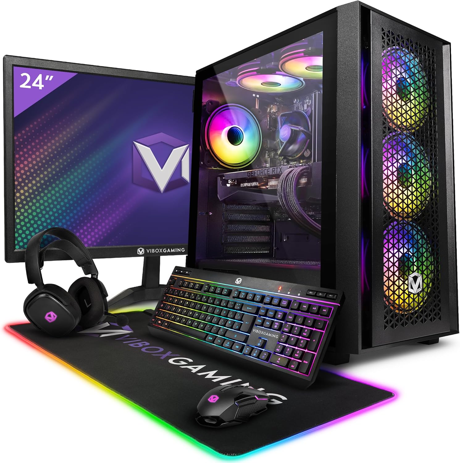 VIBOX IV-72 PC Gamer Complet • 24" Écran • AMD Ryzen 7 5700X 4,6 GHz • Nvidia RTX 4060 Ti OC 8 ...