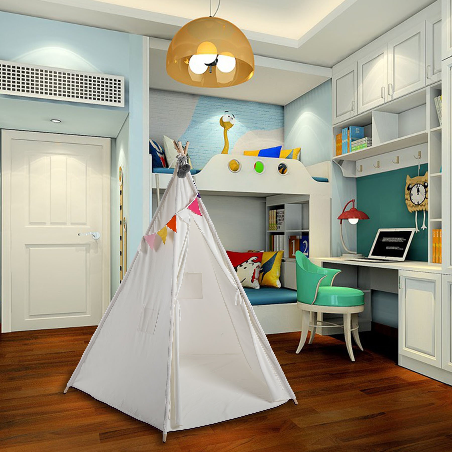 CO-Z Teepee Play Tent Foldable for Kids with Banners - Super Large, for ...