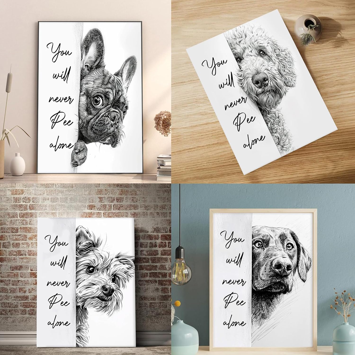 Amazon.com: VIRAGIL Funny Dog You Will Never Pee Alone Wall Art, Poster ...