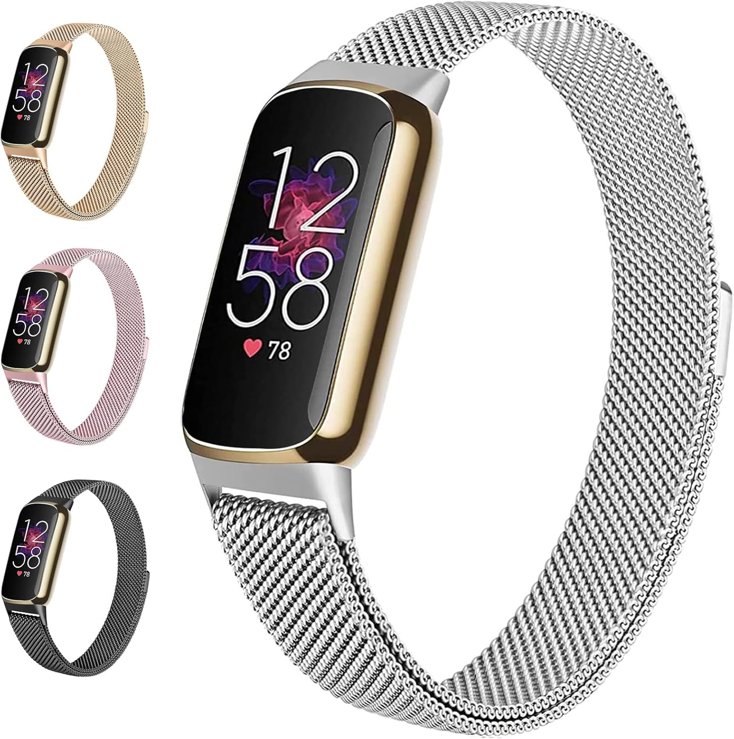 Amazon.com: Metal Mesh Loop Bands for Fitbit Luxe Bands Women Men ...