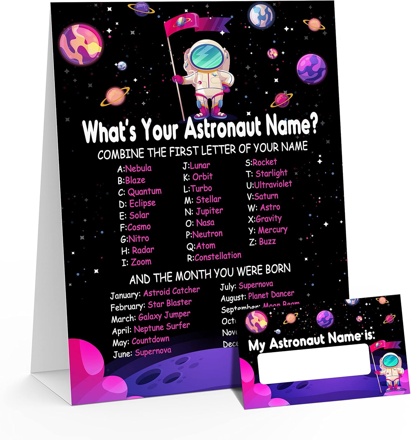 Amazon.com: What's Your Astronaut Name - Games for Birthday Party - 1 ...