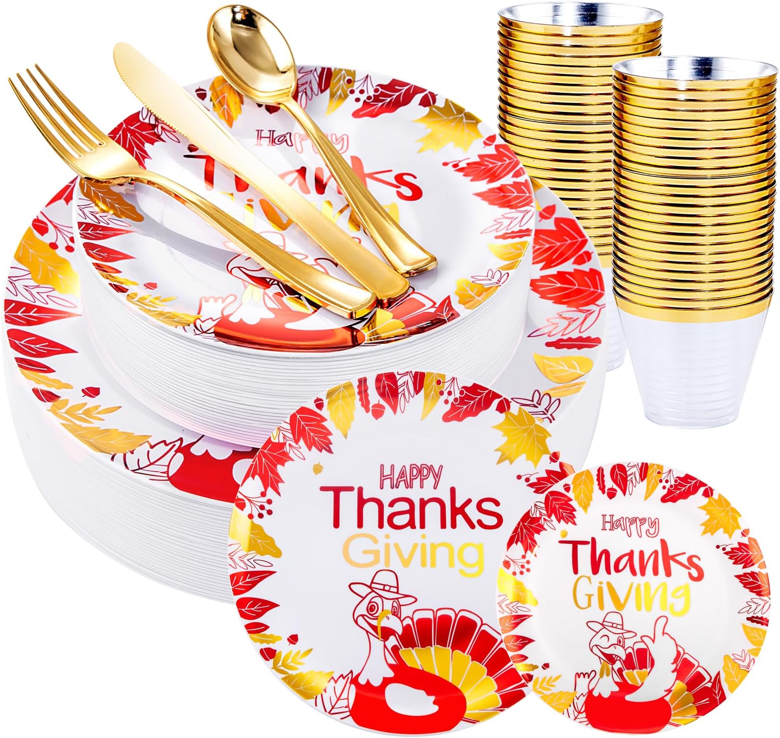 Amazon.com: PULOTE 150PCS Thanksgiving Plates Disposable Heavy Duty ...