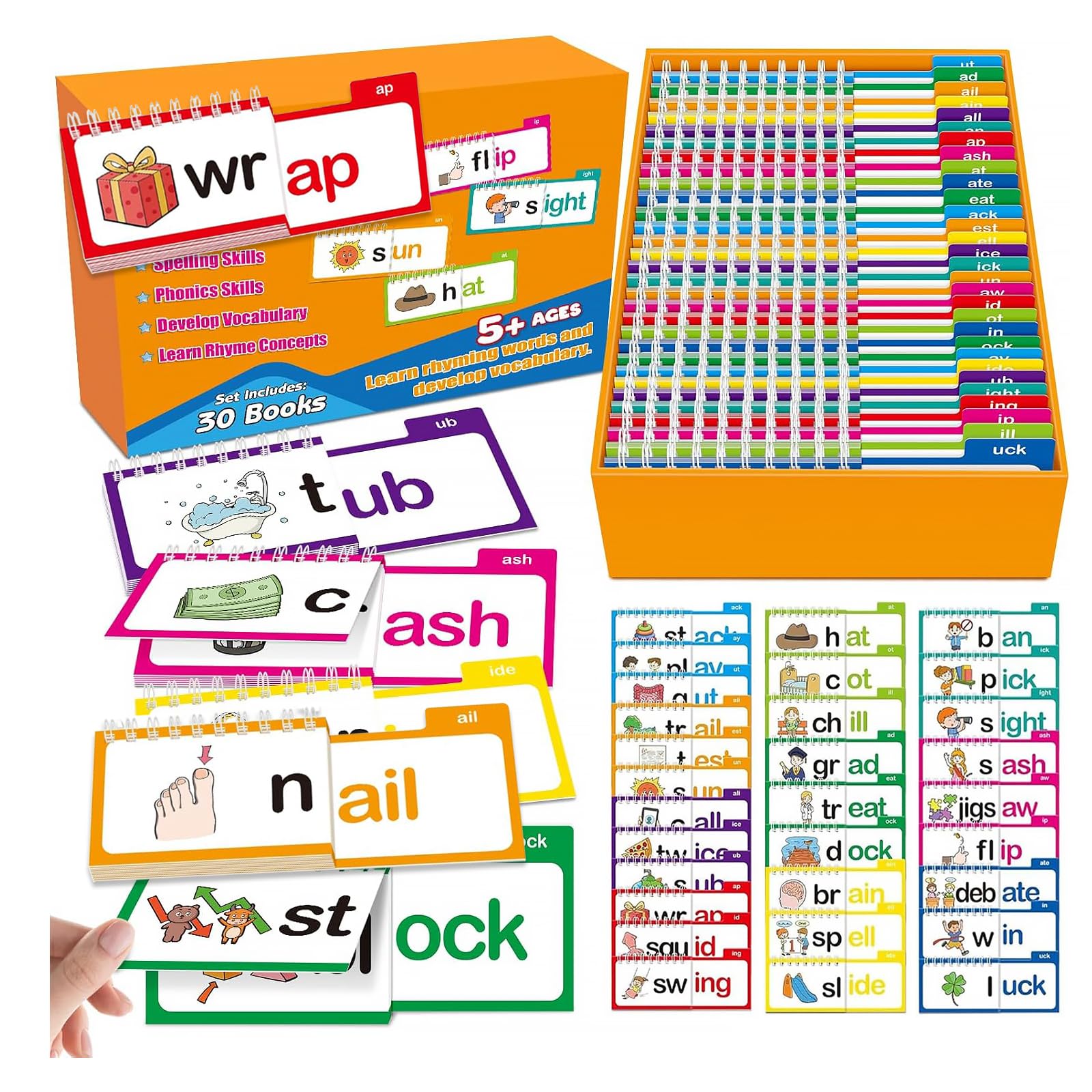 Rhyming Flash Cards For Kids 30 Read And Rhyme Flip Books - Word Family ...