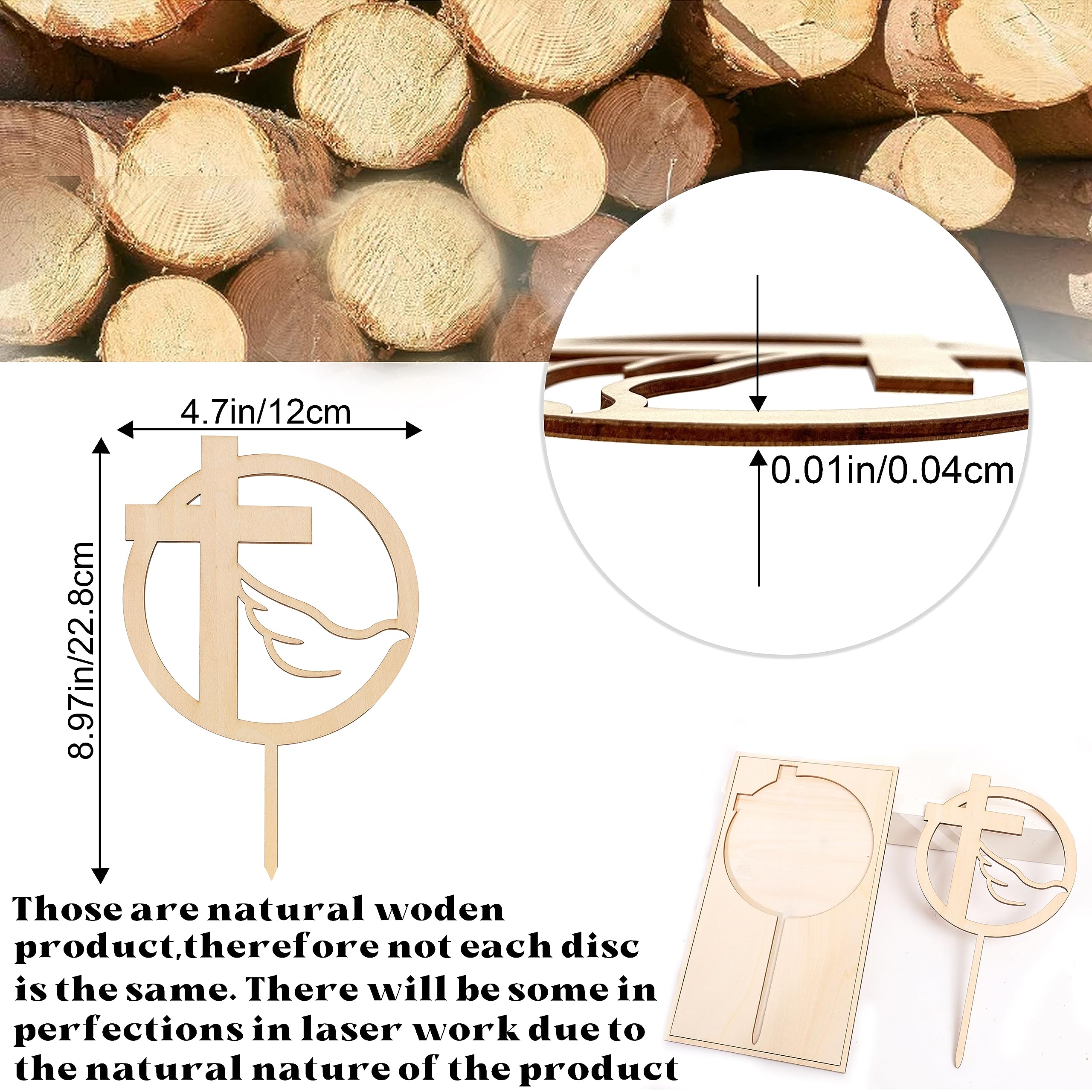 Snapklik.com : Wooden Gold Cross Cake Topper - Religious Cake Topper, Cross