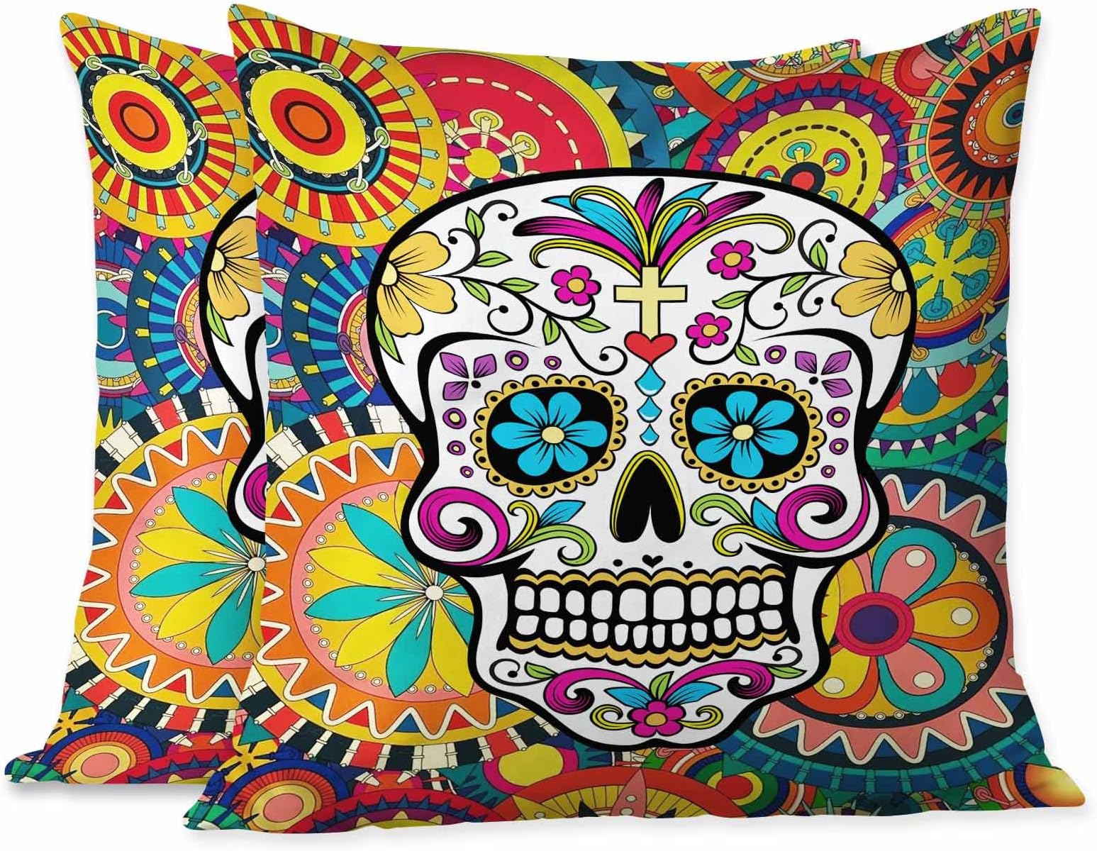 Amazon.com: Rvsticty Linen Day of The Dead Pillow Covers 18x18 Set of 4 ...