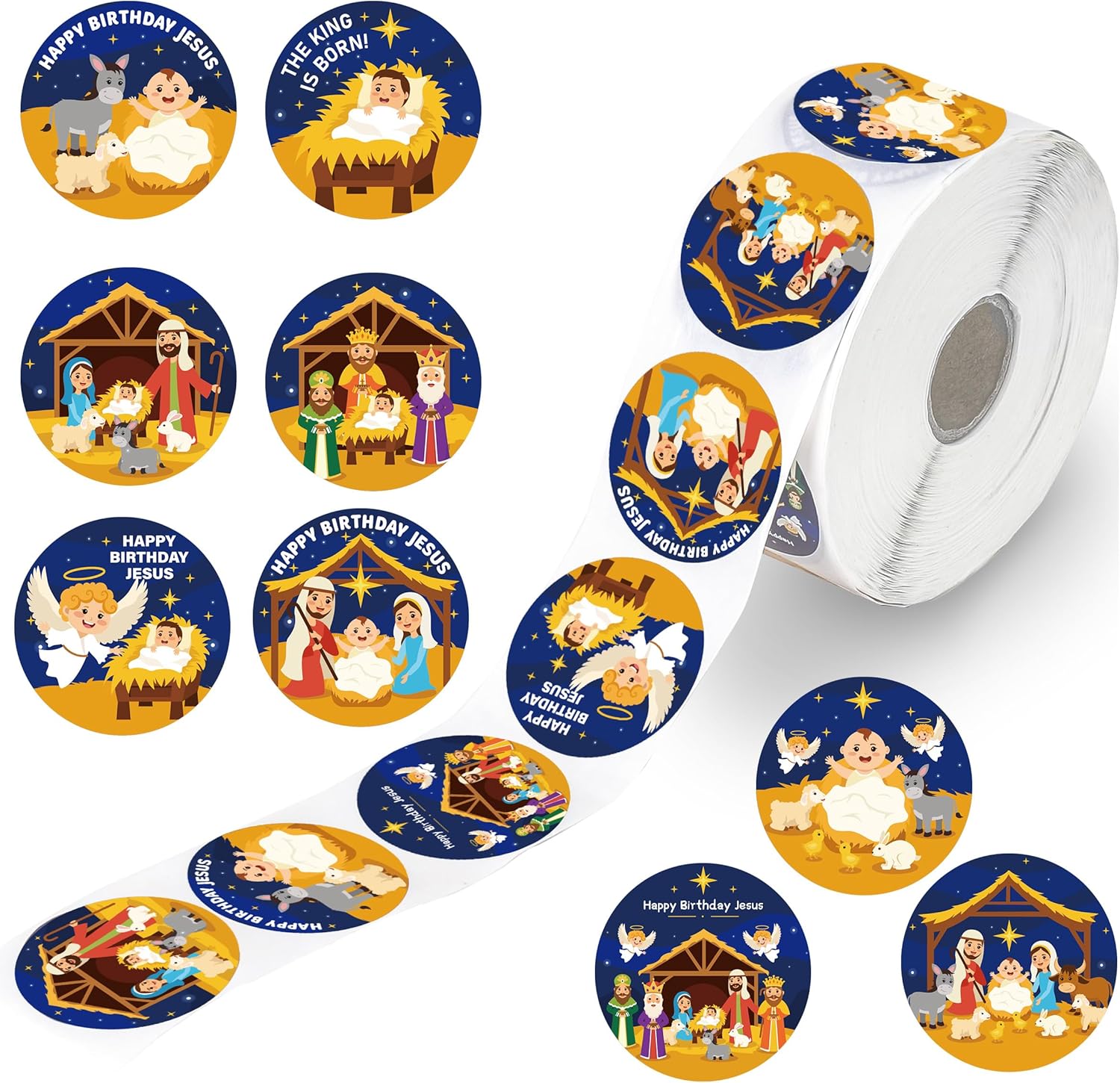 Amazon.com: YHNTGB 1200 Pcs Nativity Stickers roll 1.58 Inch Christian ...