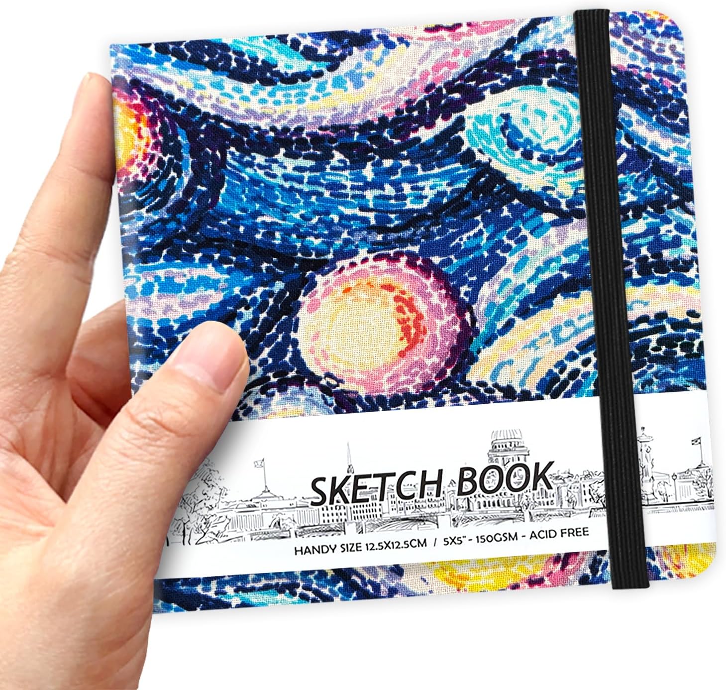 Amazon.com: 5" x 5" Pocket Hardcover Cloth Cover Sketchbook,58 Sheets ...