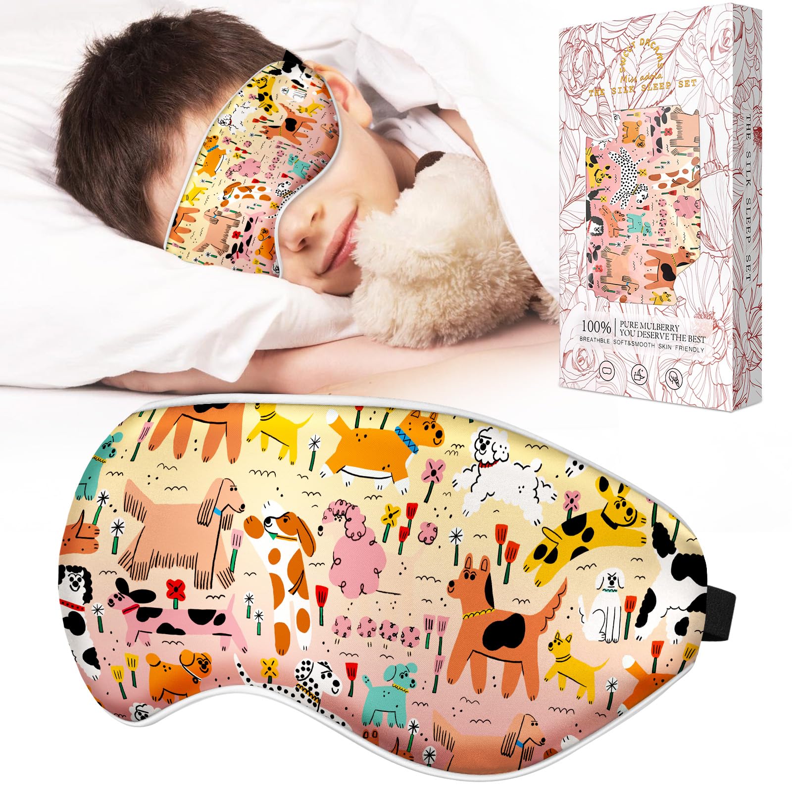 Amazon.com: Miss Adola Kids Sleep Mask - Silk Sleep Mask for Kids Cute ...