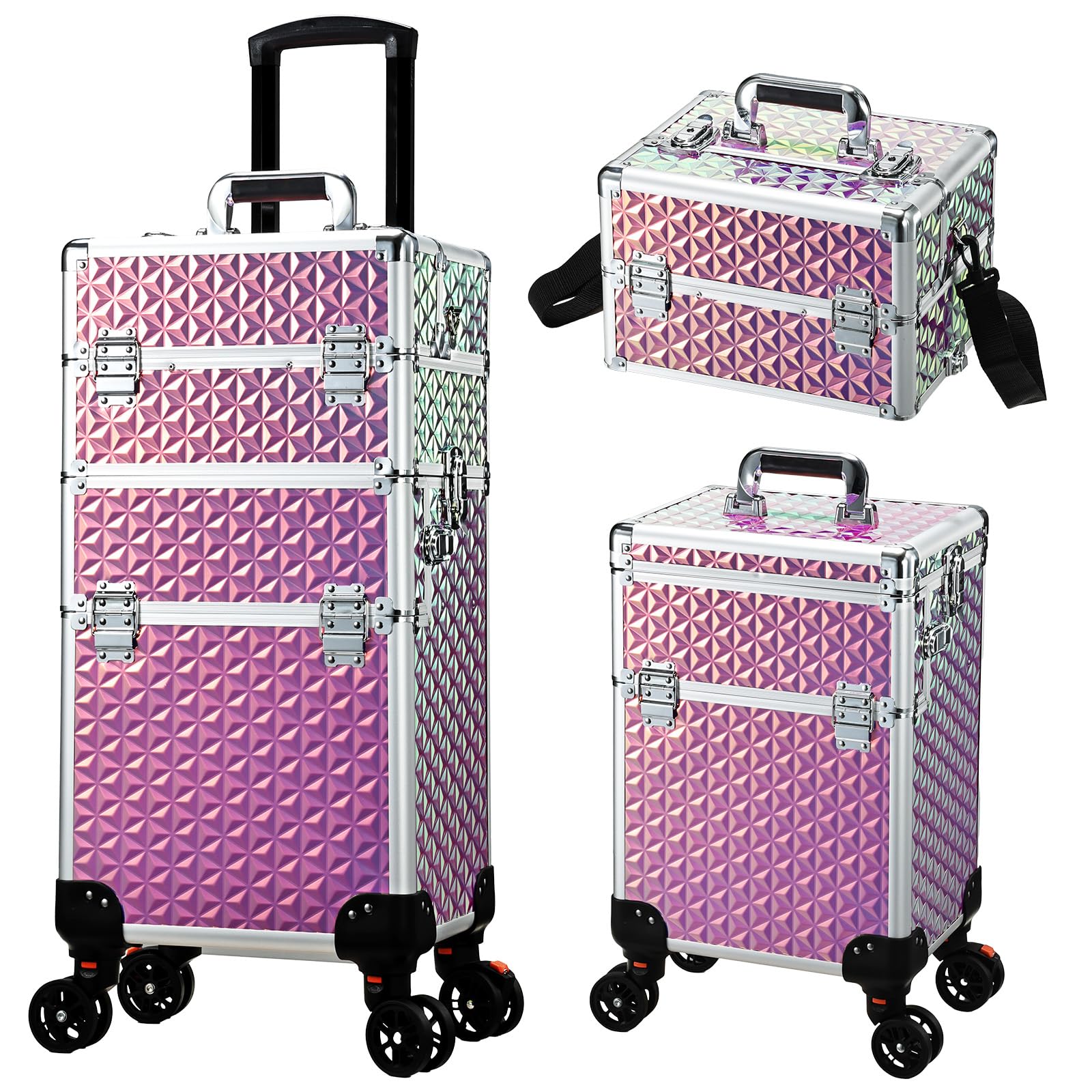 Snapklik.com : Rolling Makeup Train Case, 3-in-1 Makeup Trolley ...