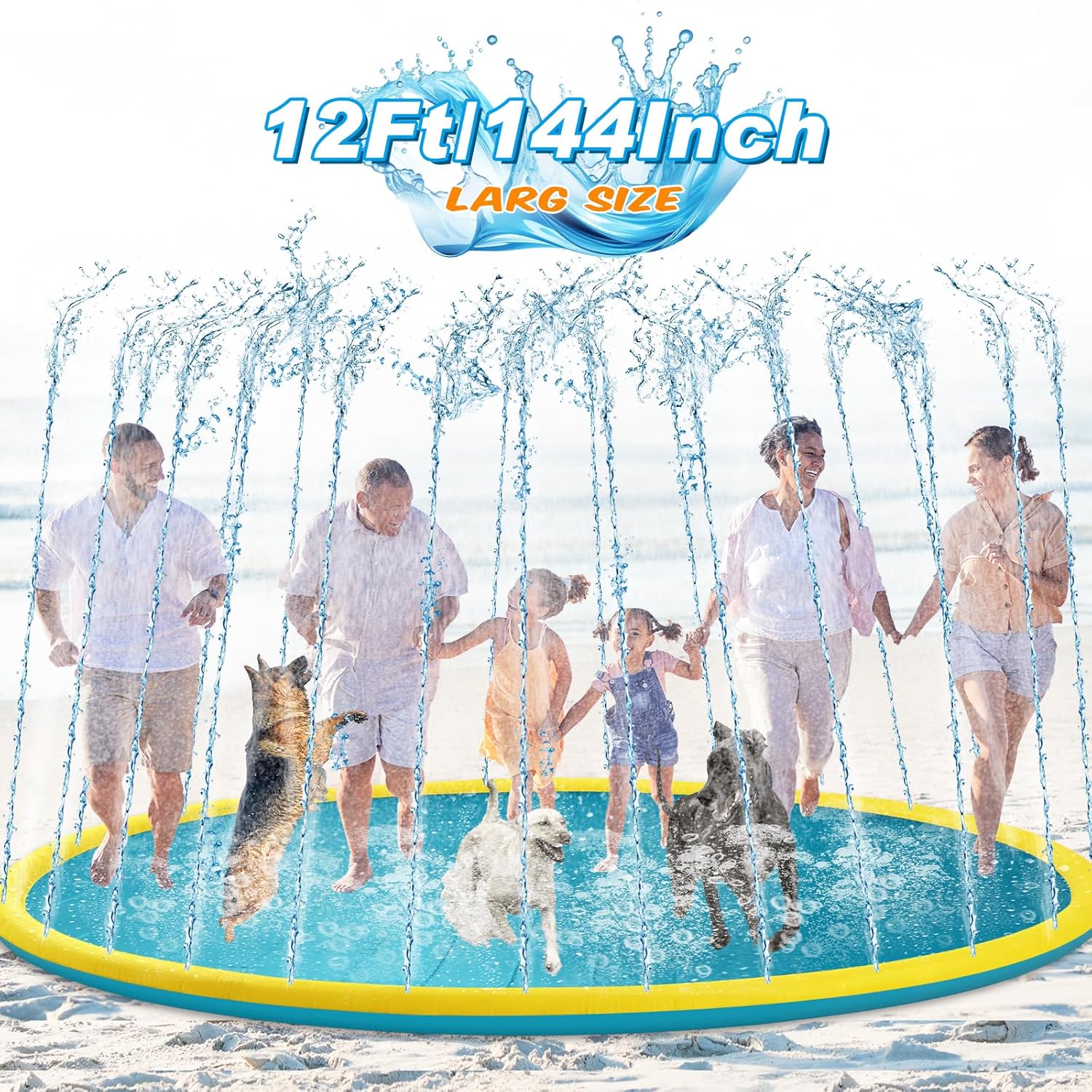 Amazon.com: Lewtemi 12 ft Extra Large Non Slip Splash Pad 144" for ...