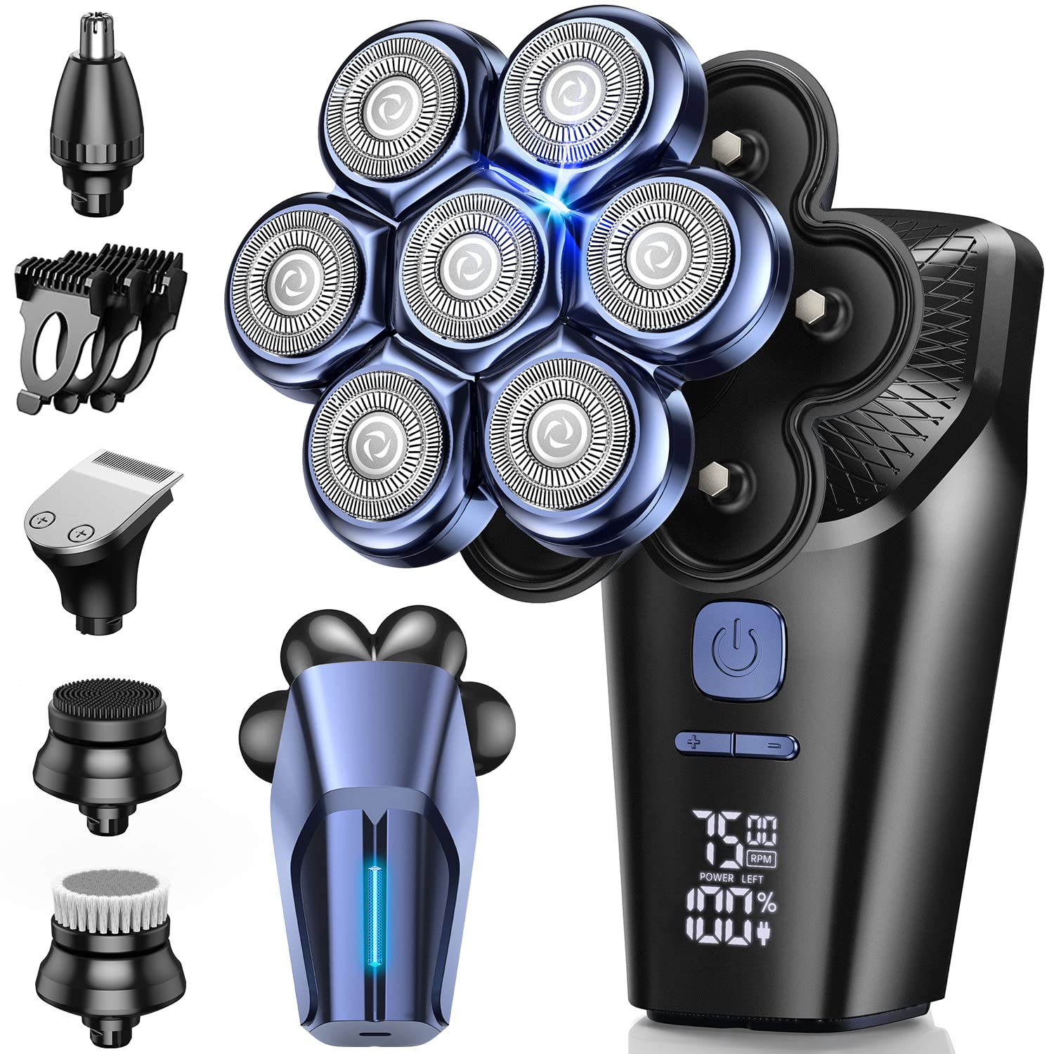 Head Shavers for Bald Men, 7D Magnetic Floating Head Shaver with 3 ...