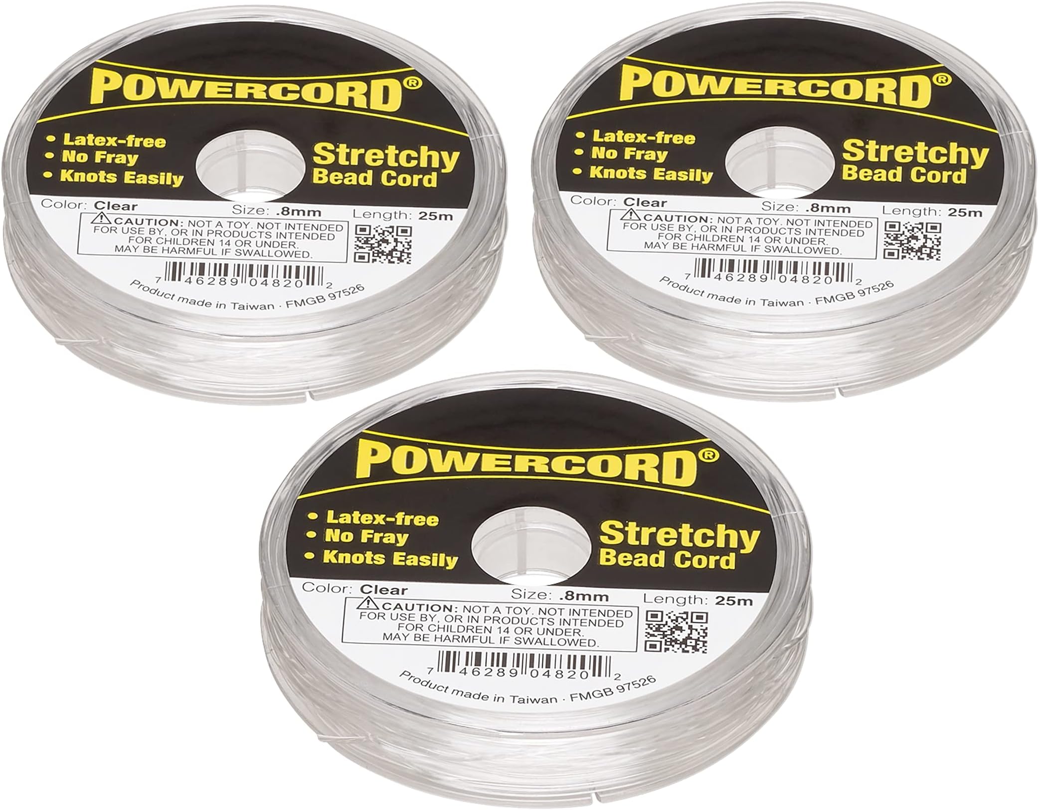 Amazon.com: Powercord Elastic Cord Clear 0.8mm Diameter 27.3 Yards / 25 ...