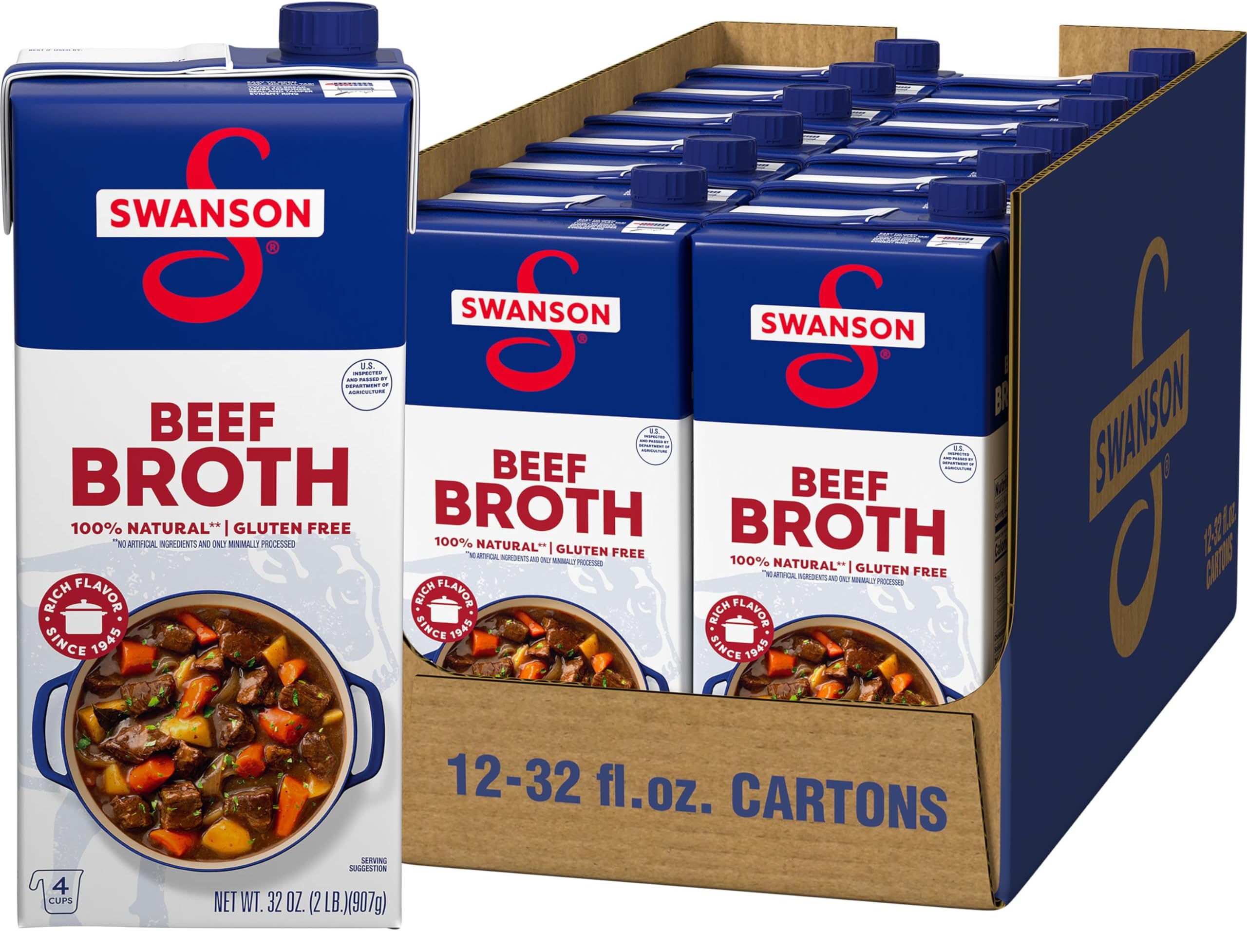 Amazon.com : Swanson 100% Natural, Gluten-Free Beef Broth, 14.5 Oz Can ...