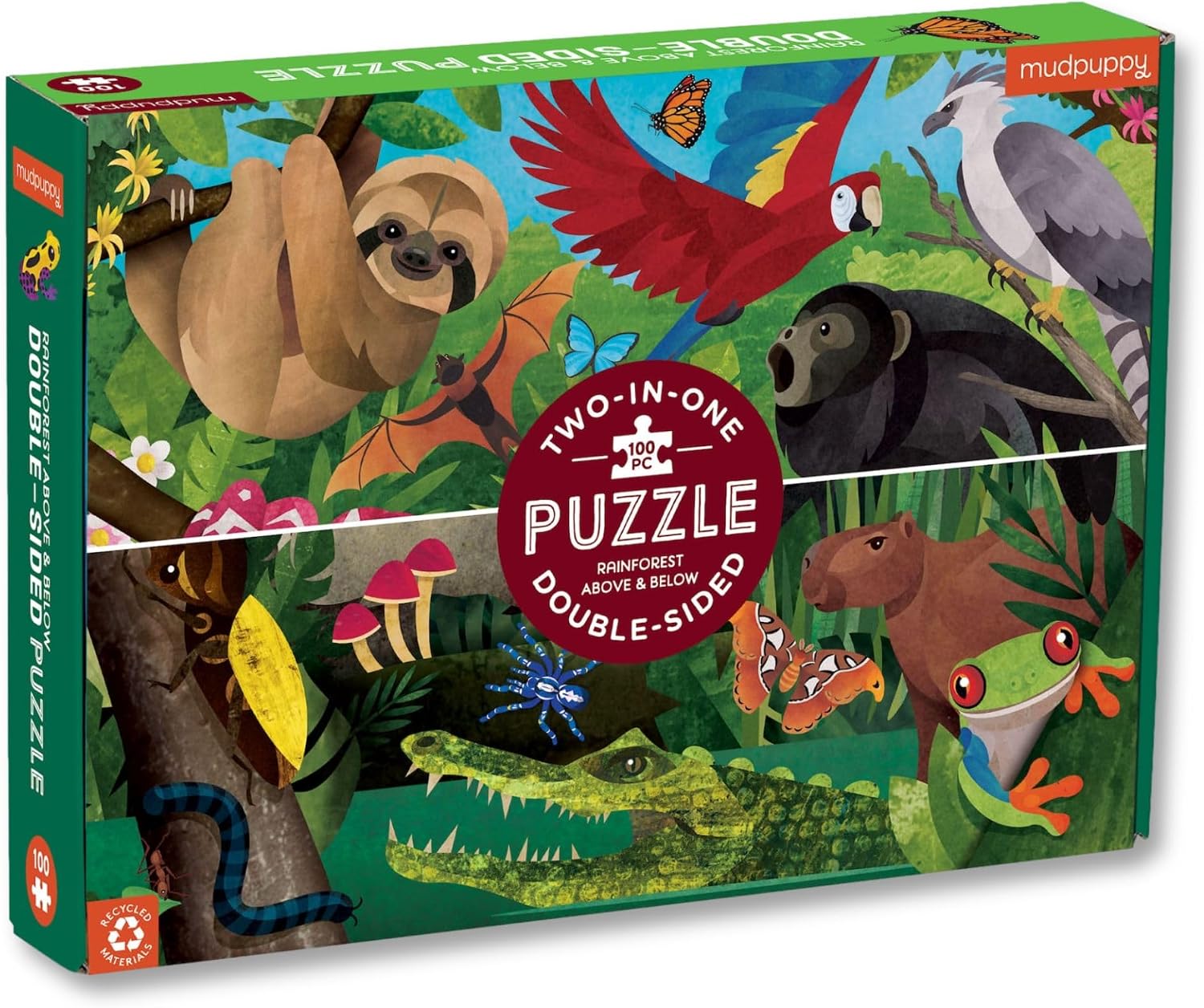 Amazon.com: Mudpuppy Rainforest Above & Below – 100 Piece Double-Sided ...