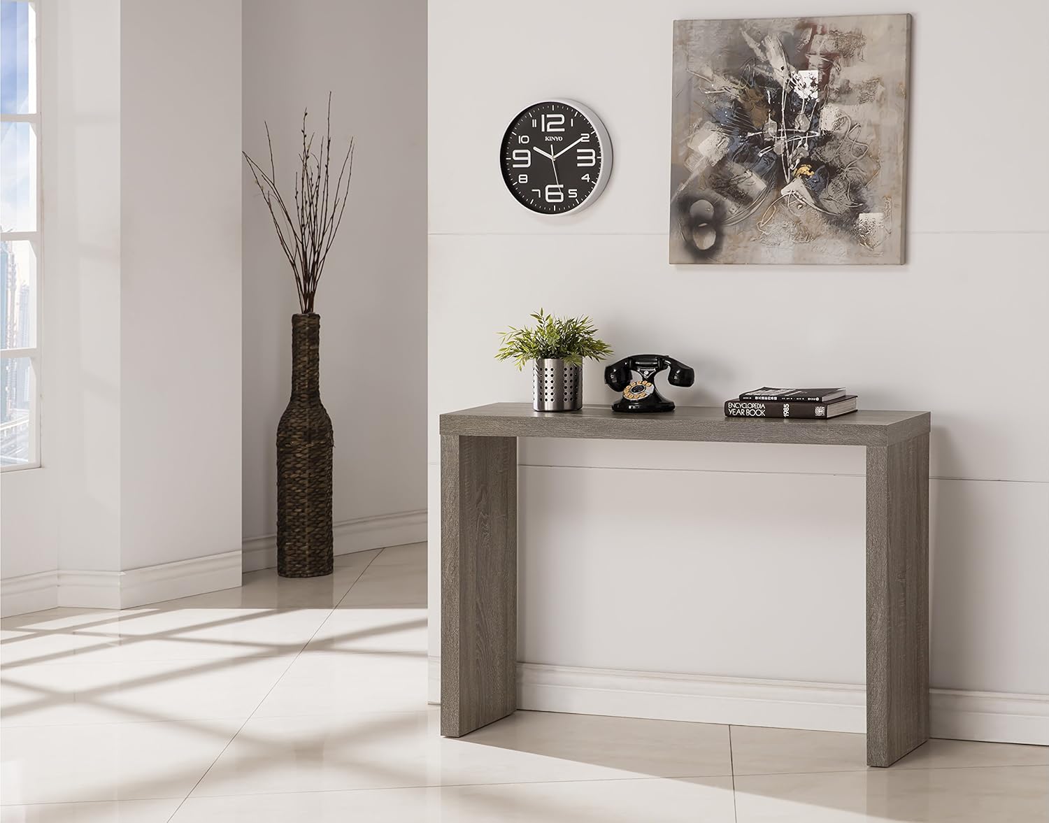 Amazon.com: Weathered Grey Finish Modern Console Sofa Entry Table ...