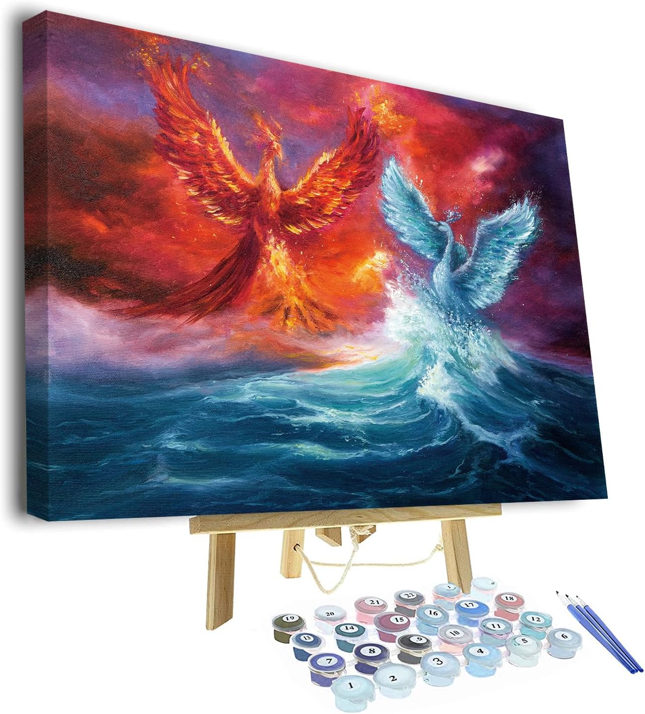 Amazon.com: TUMOVO Paint by Number, Ice Phoenix and Fire Phoenix Paint ...